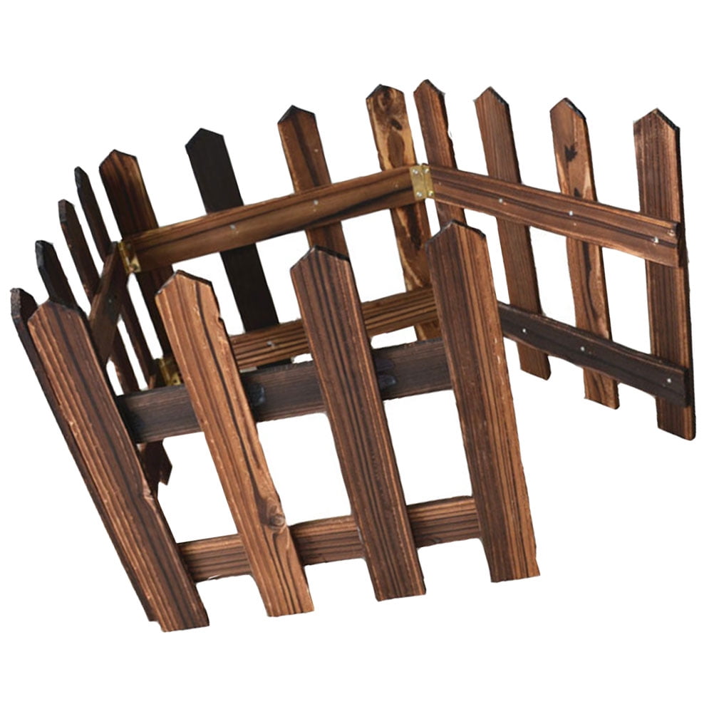 FENGGUIQU Brown Carbonized Wood Garden Border, Smooth and Portable Yard ...