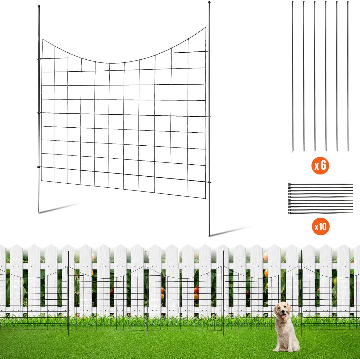 Garden Fencing, 12.3 ft (L) x 36 in (H) Animal Barrier Fence, 5 Packs ...