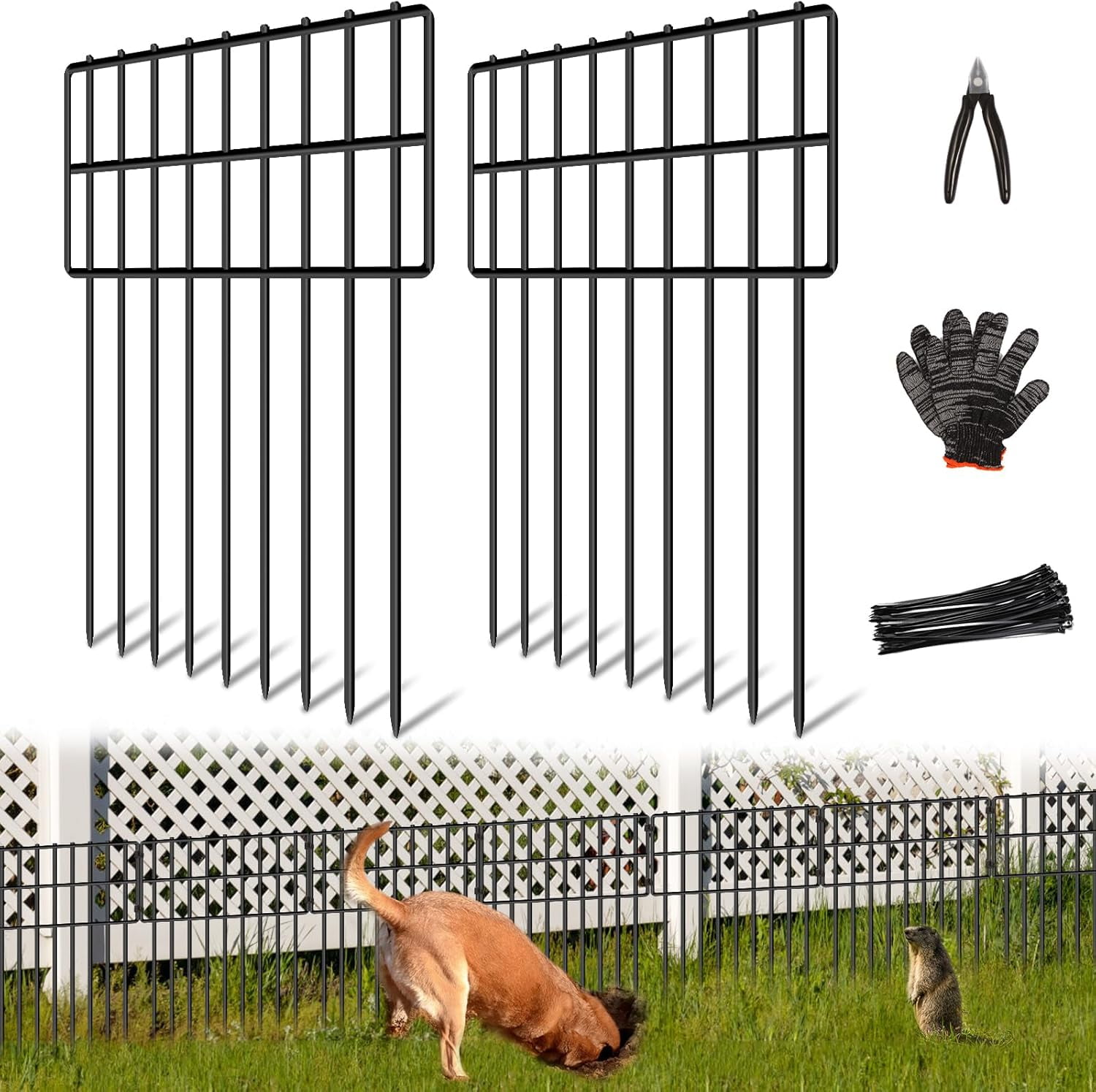 Garden Fencing Animal Barrier, Dog Dig Fence Barrier Rustproof Metal ...