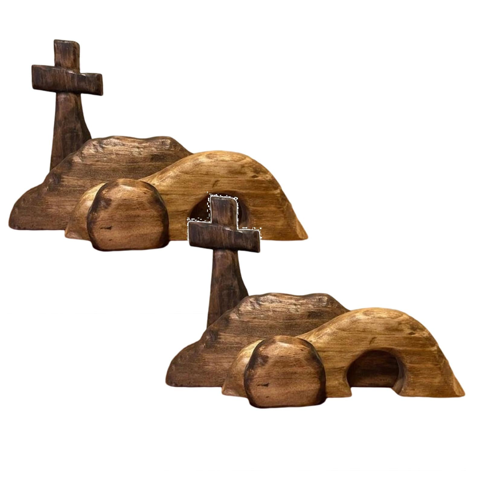 Garden Figurine,Easter Resurrection Scene Set He Is Risen Wooden ...