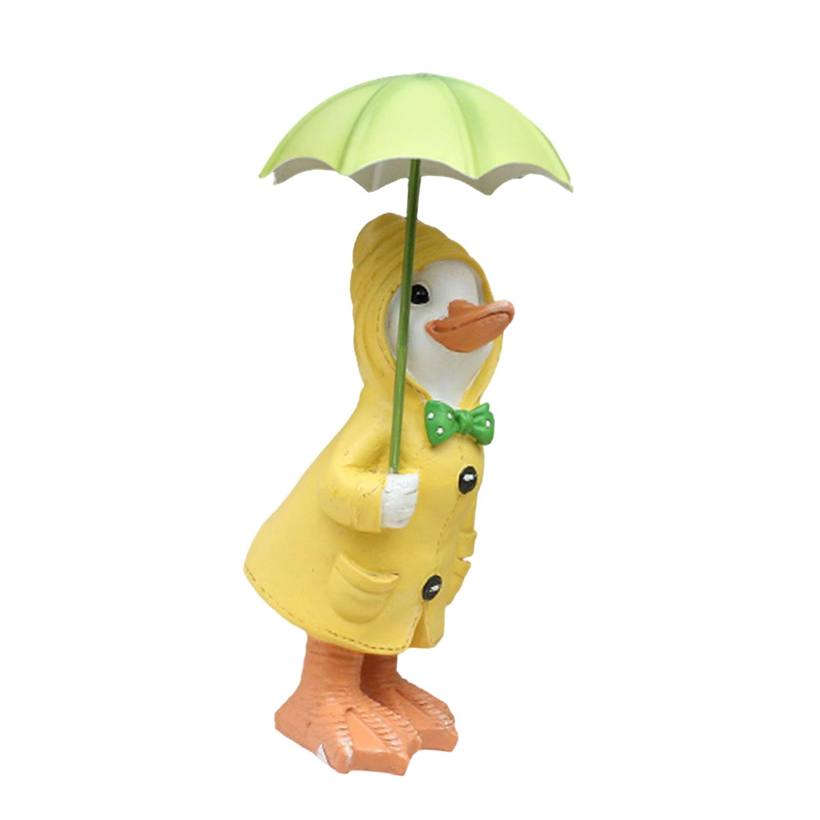 Garden Figurine Raincoat Duck Statue for Outdoor Indoor Backyard Yellow ...