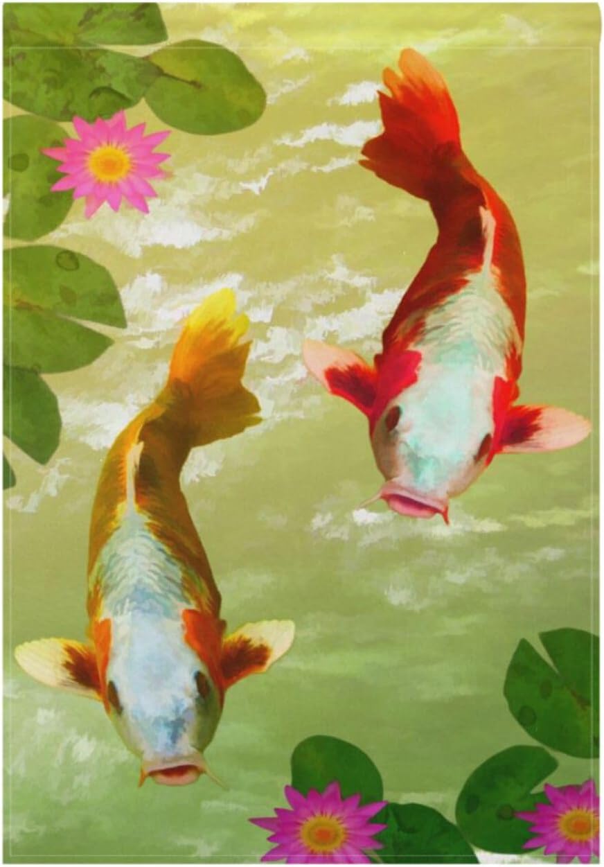 Garden Flag 12 X 18 inch Fish Flowers Double Sided House Flag Vertical ...