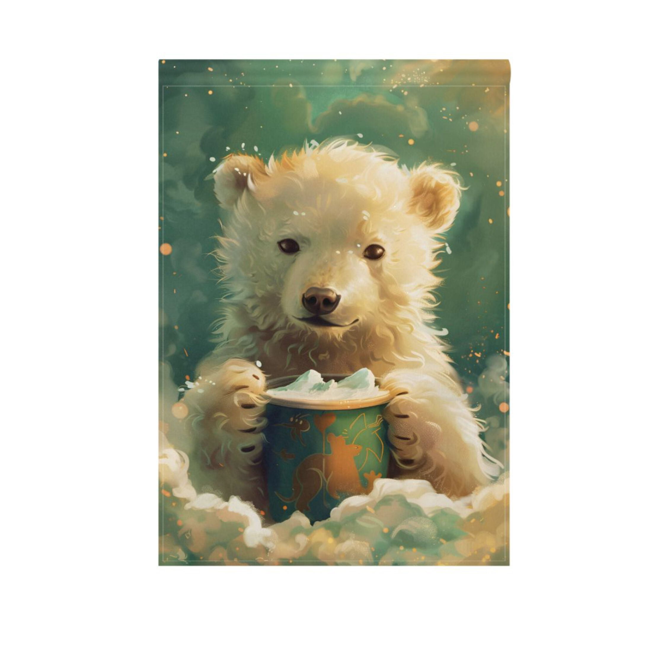 Garden Flag 12"x18" Bear Holding Paper Cup Double-Sided Yard Flags for ...
