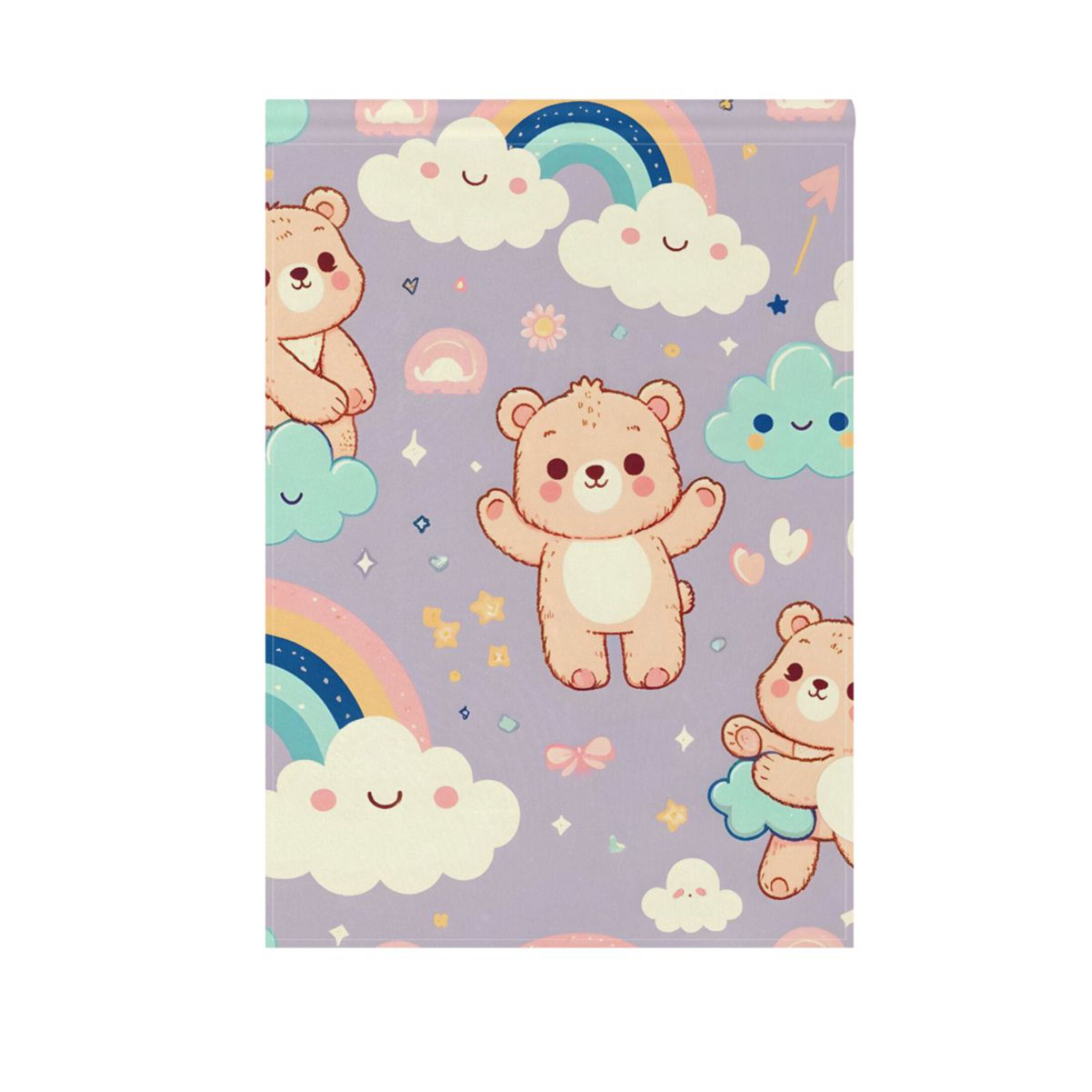 Garden Flag 12"x18" Cartoon Bear and Cloud Rainbow Double-Sided Yard ...