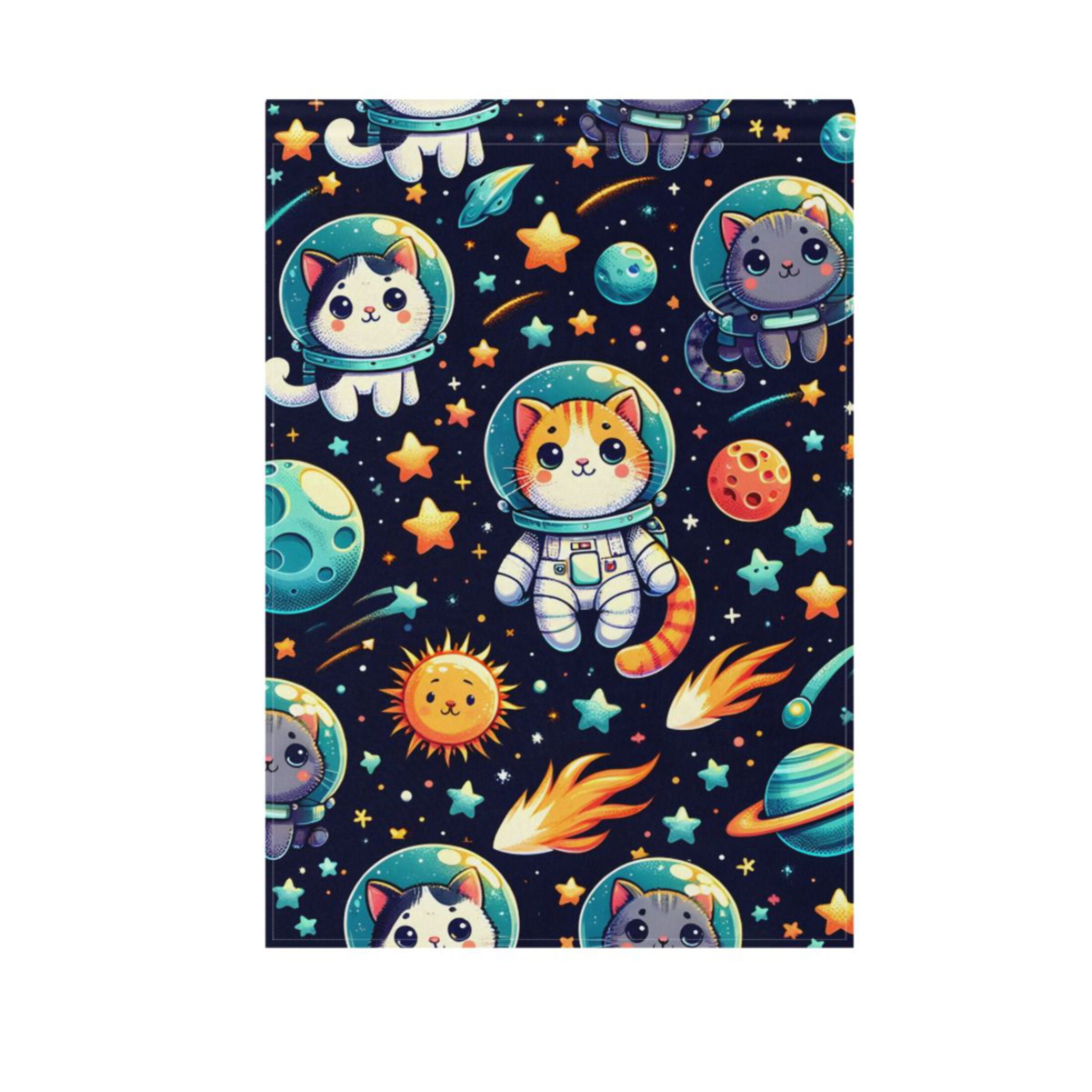 Garden Flag 12"x18" Cute Cats in Space Double-Sided Yard Flags for ...