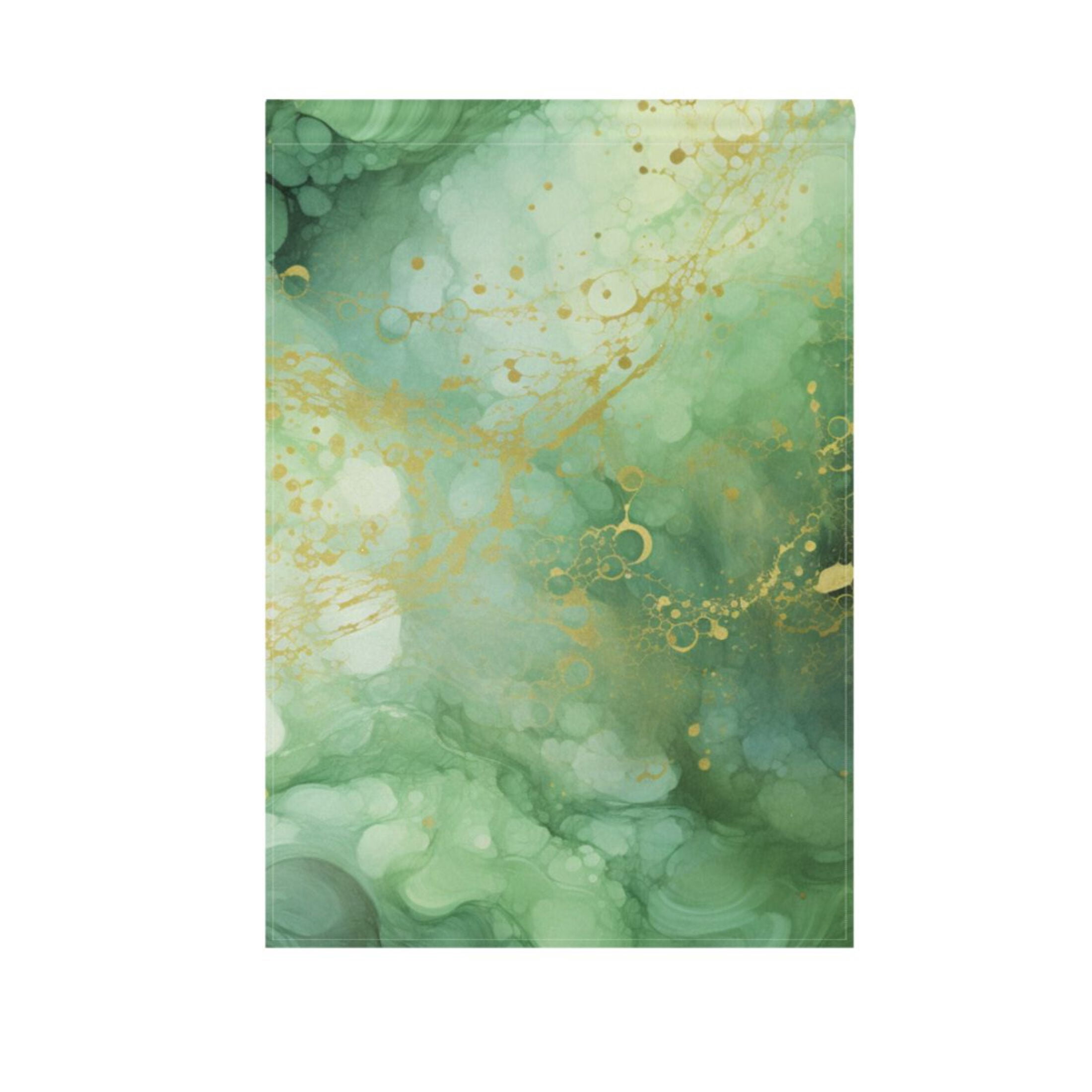 Garden Flag 12"x18" Emerald Green and Gold Marble Double-Sided Yard ...