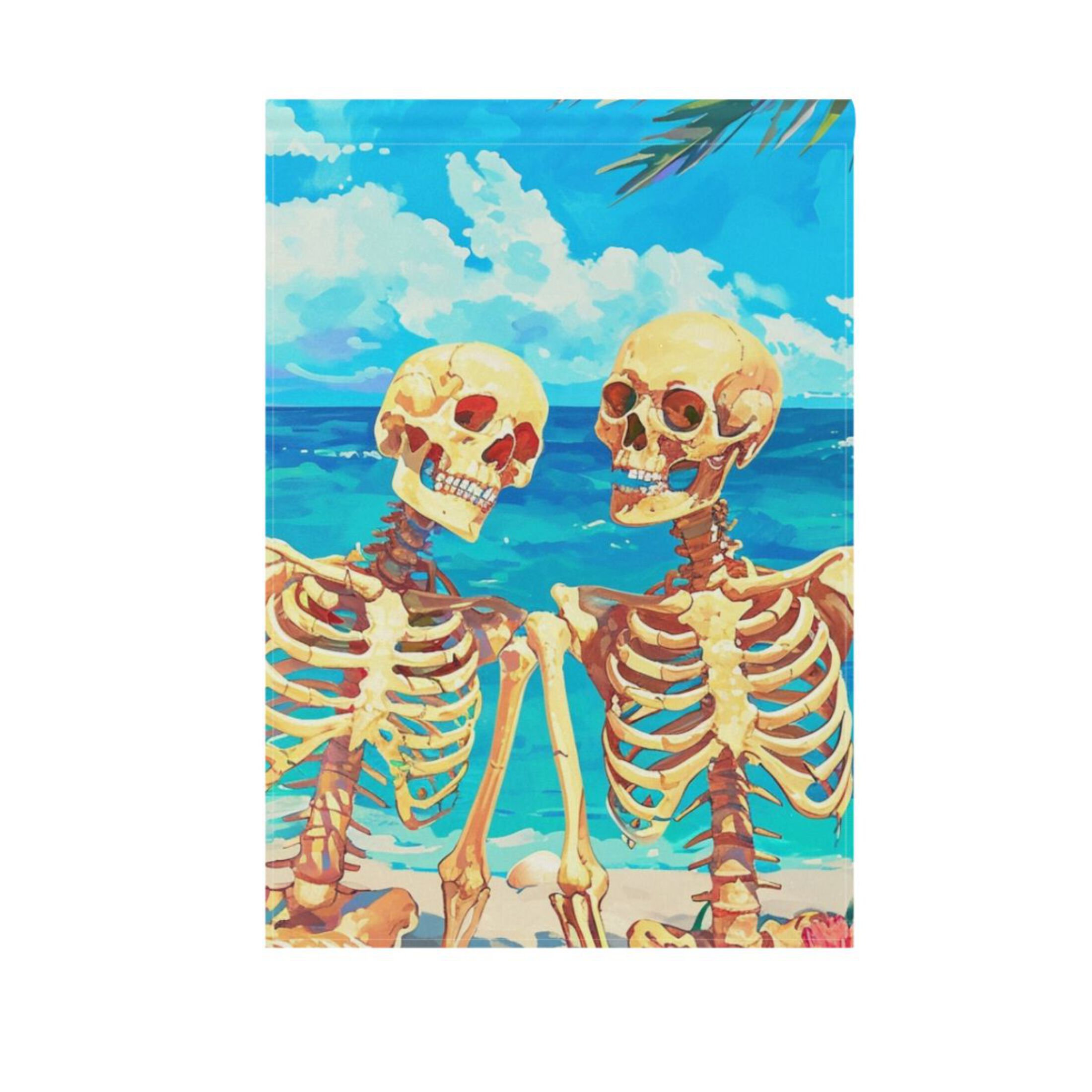 Garden Flag 12"x18" Human Skeleton on Beach Double-Sided Yard Flags for ...