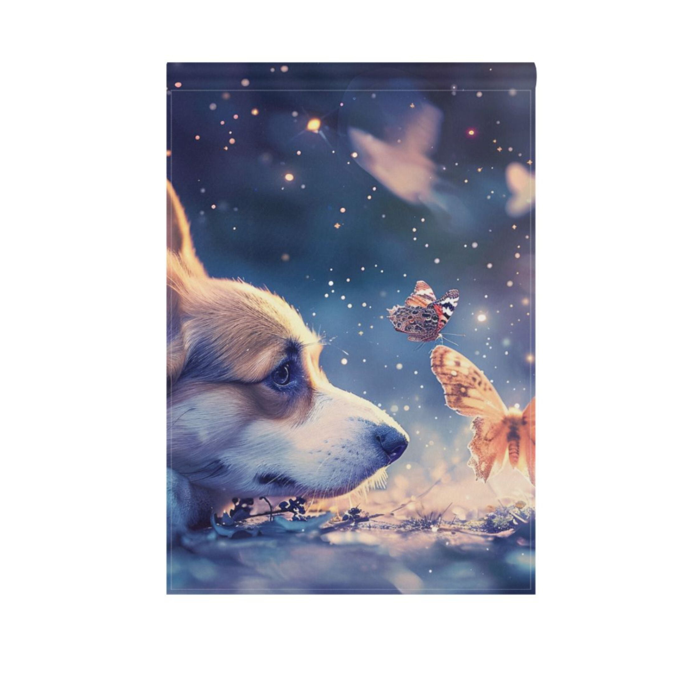 Garden Flag 12"x18" Lovely Dog and Butterfly Double-Sided Yard Flags ...