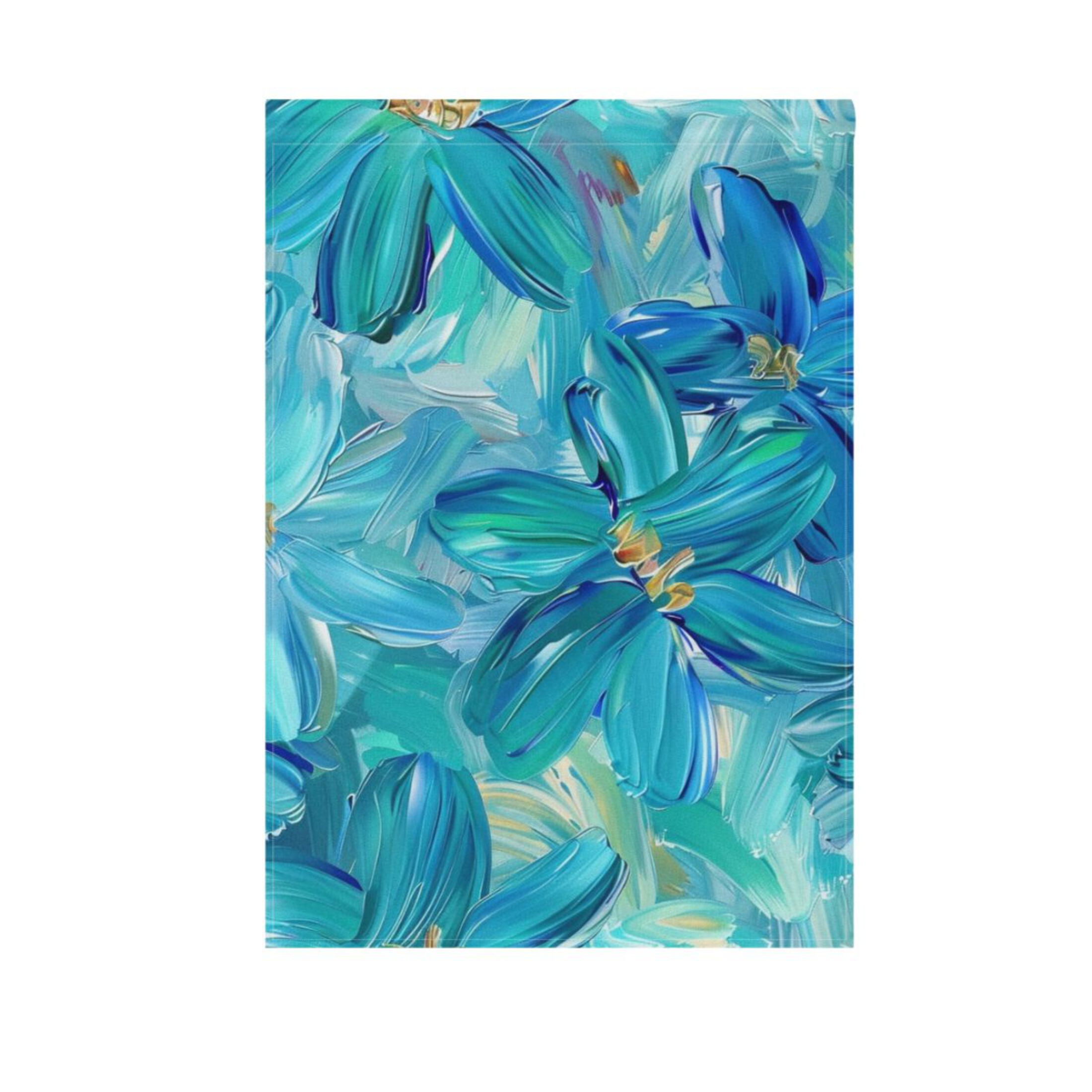 Garden Flag 12"x18" Turquoise and Blue Flowers Double-Sided Yard Flags ...