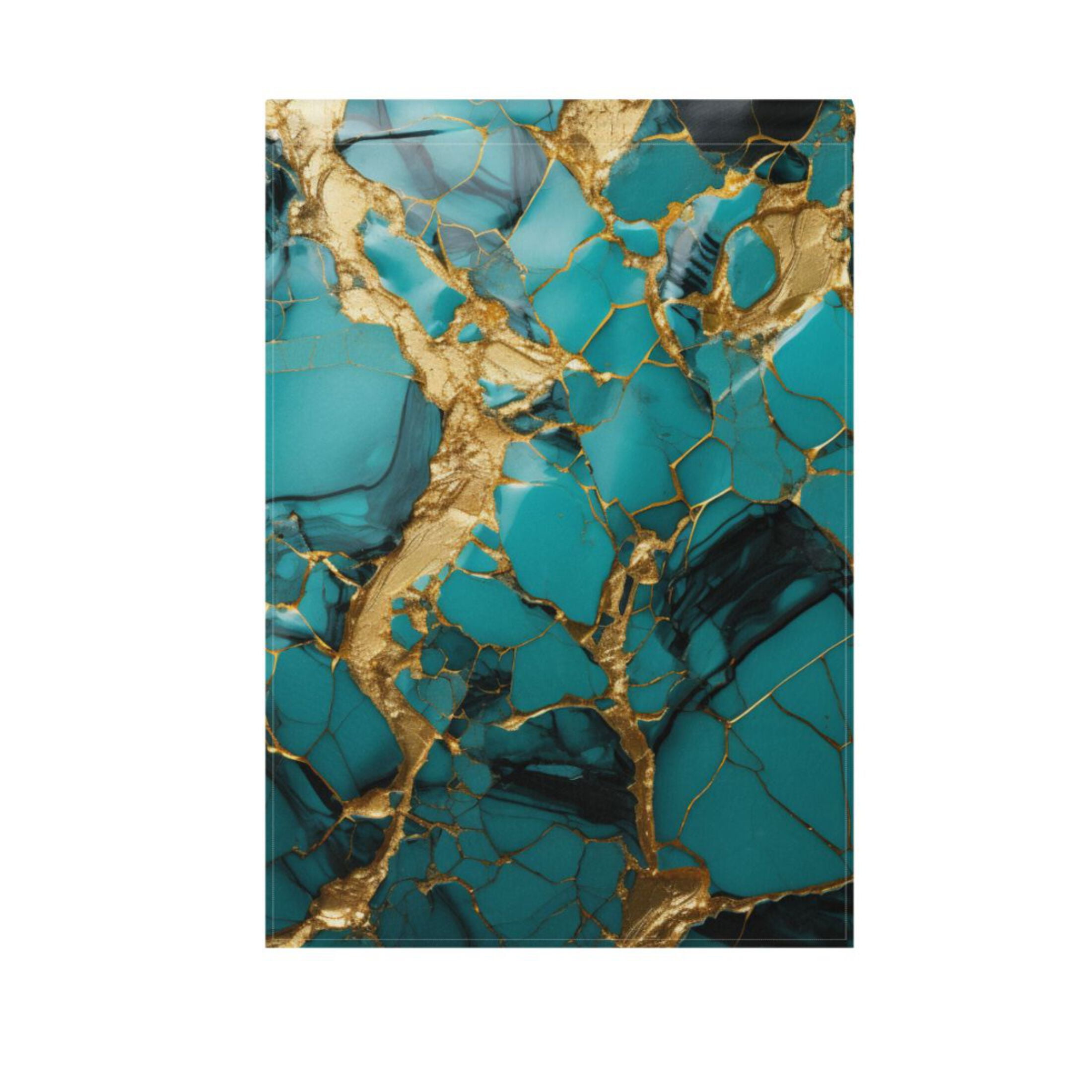 Garden Flag 12"x18" Turquoise and Gold Marble Double-Sided Yard Flags ...