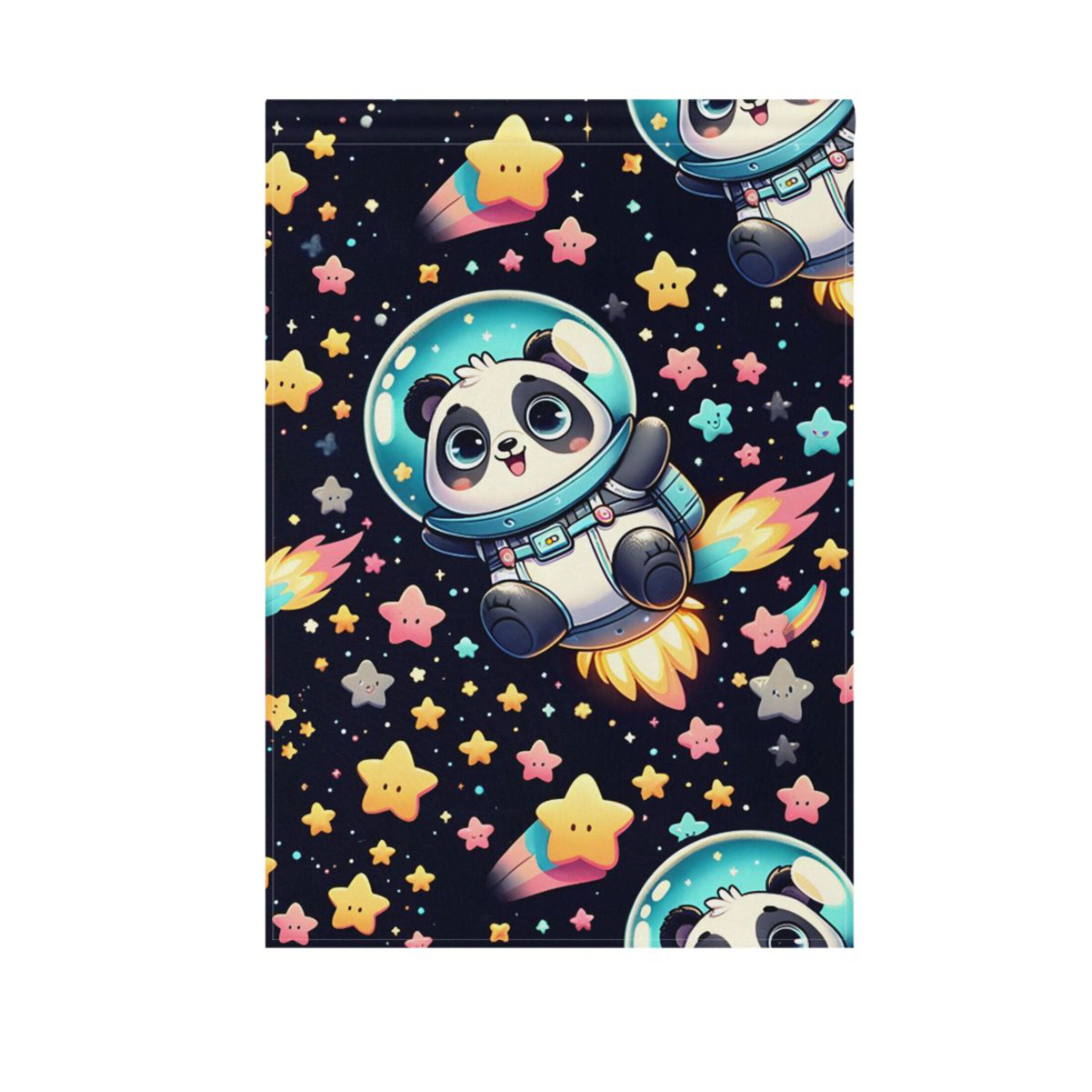 Garden Flag 28"x40" Cartoon Space Panda and Star Double-Sided Yard ...