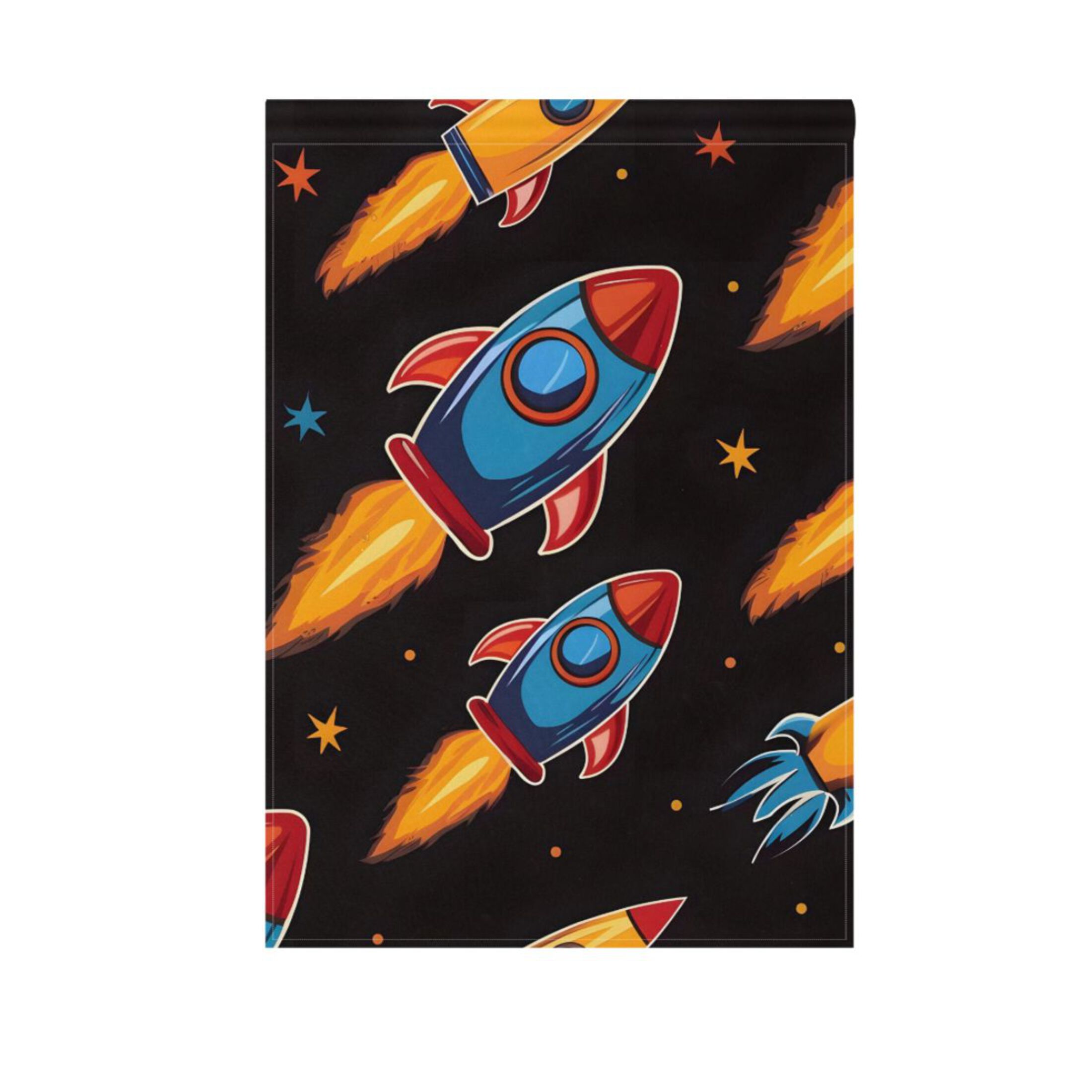 Garden Flag 28"x40" Cartoon Spaceship Rocket Double-Sided Yard Flags ...
