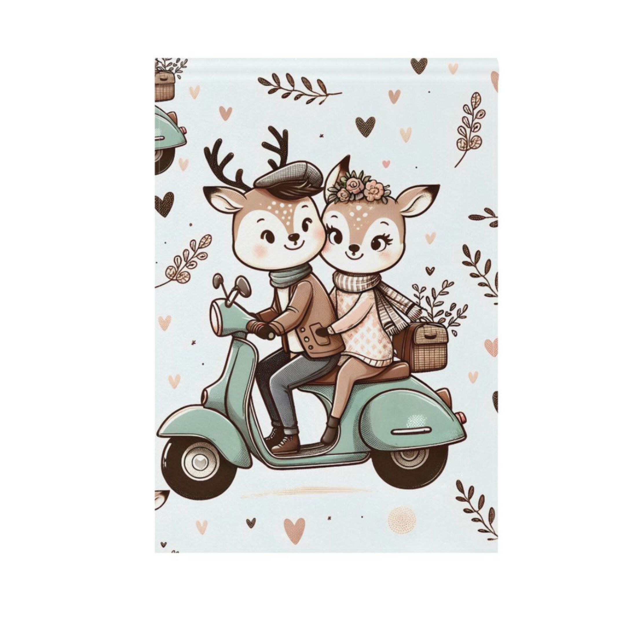 Garden Flag 28"x40" Cute Deer Ride Scooter Double-Sided Yard Flags for ...