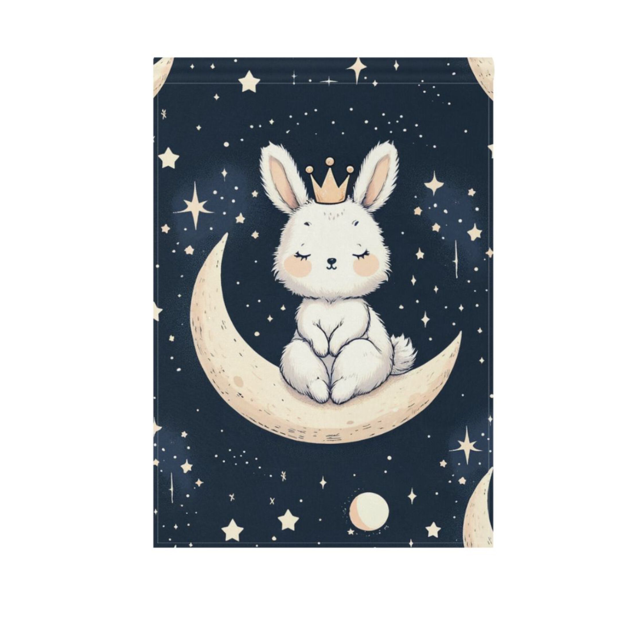 Garden Flag 28"x40" Cute Rabbit with Crown on Moon Double-Sided Yard ...