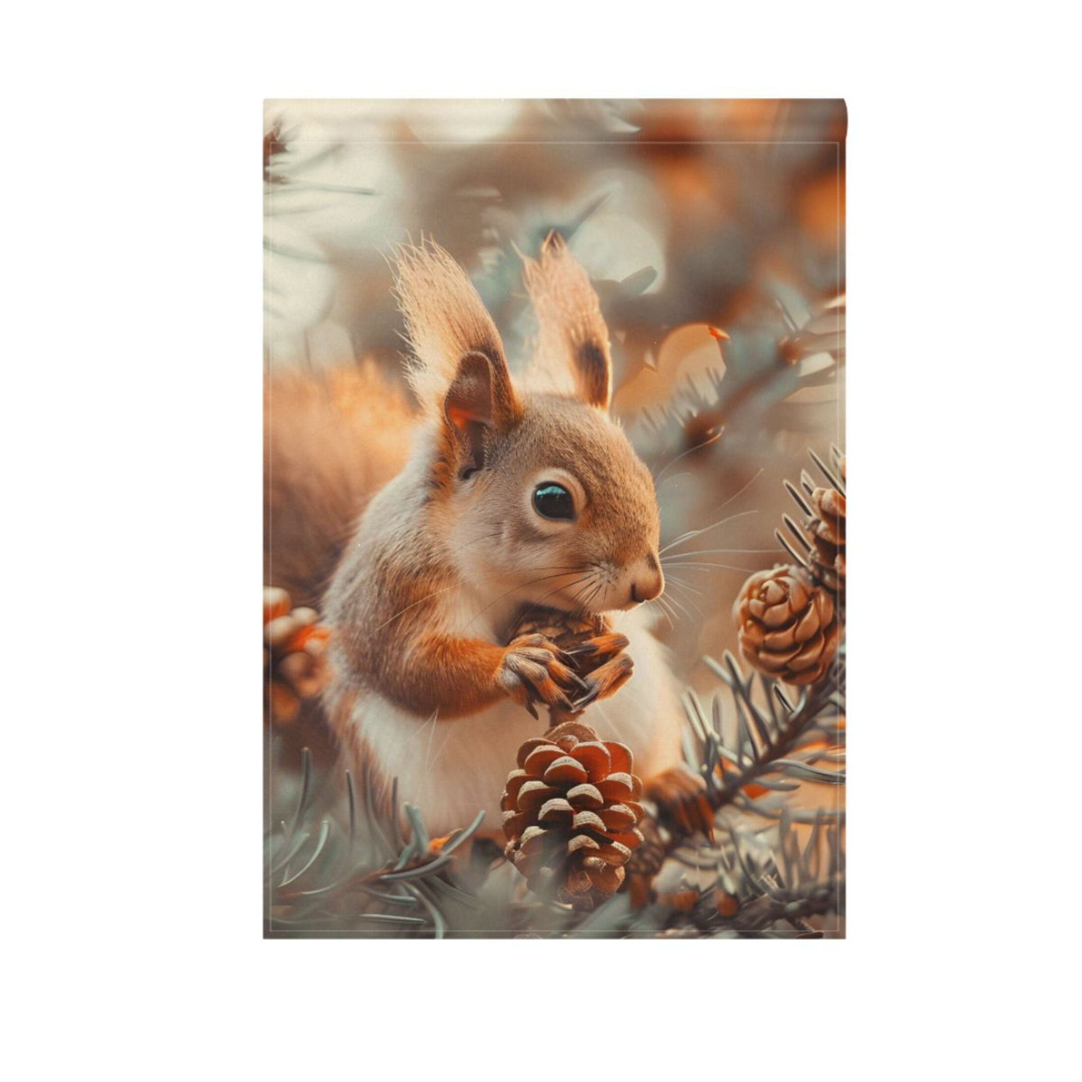Garden Flag 28"x40" Cute Squirrels and Pine Cones Double-Sided Yard ...