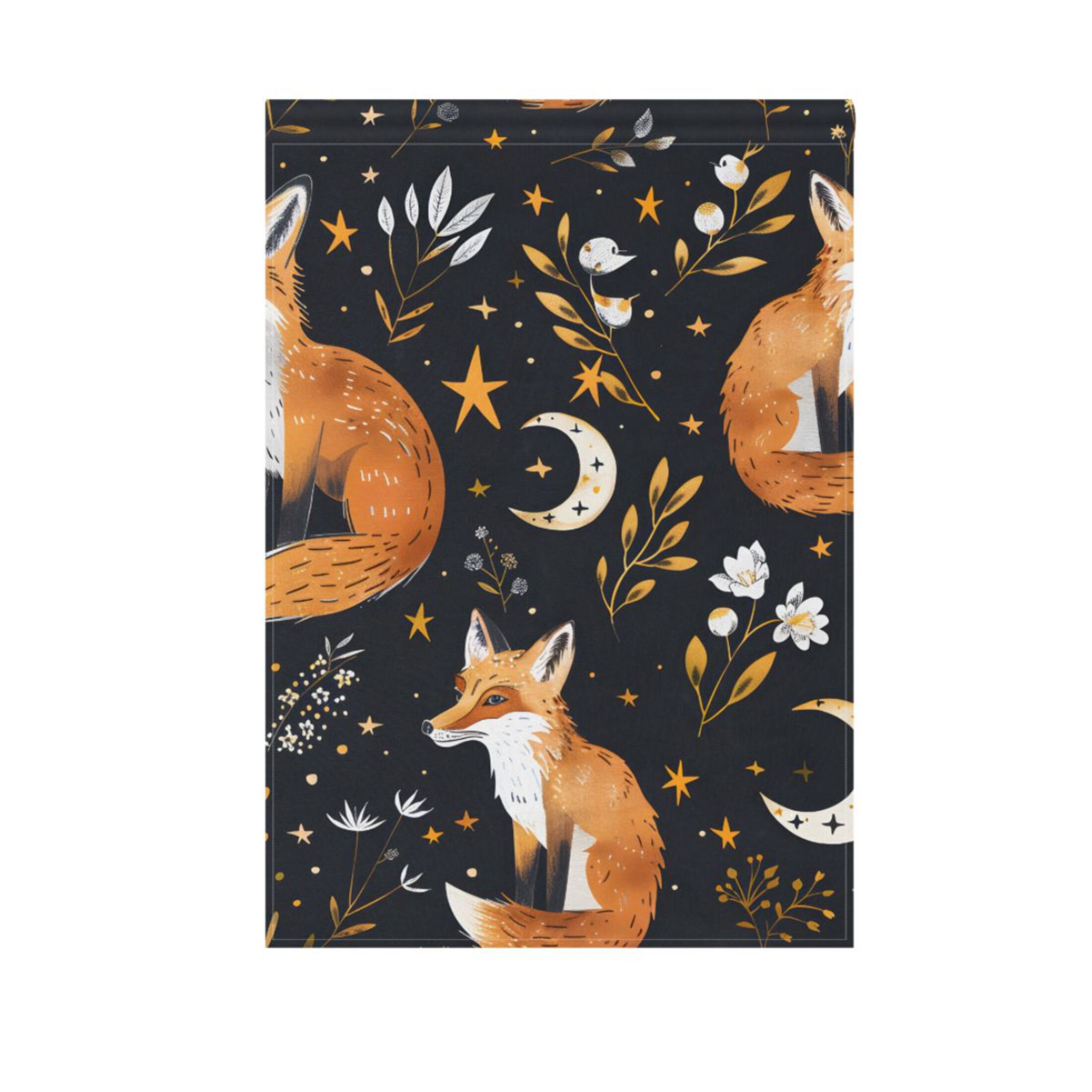 Garden Flag 28"x40" Fox Plants Stars Moons Double-Sided Yard Flags for ...