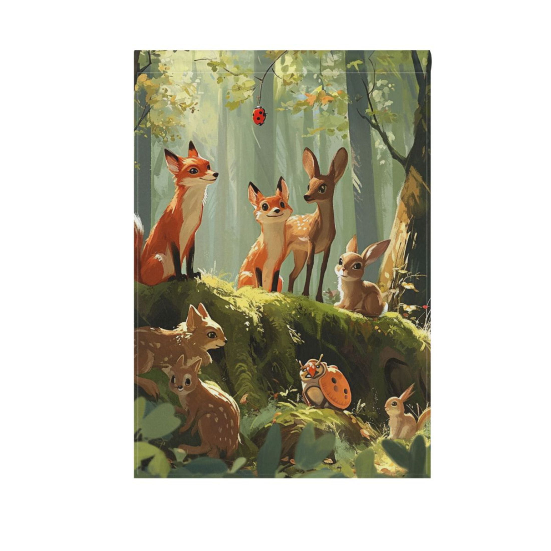 Garden Flag 28"x40" Fox Rabbit Deer Double-Sided Yard Flags for Outside ...