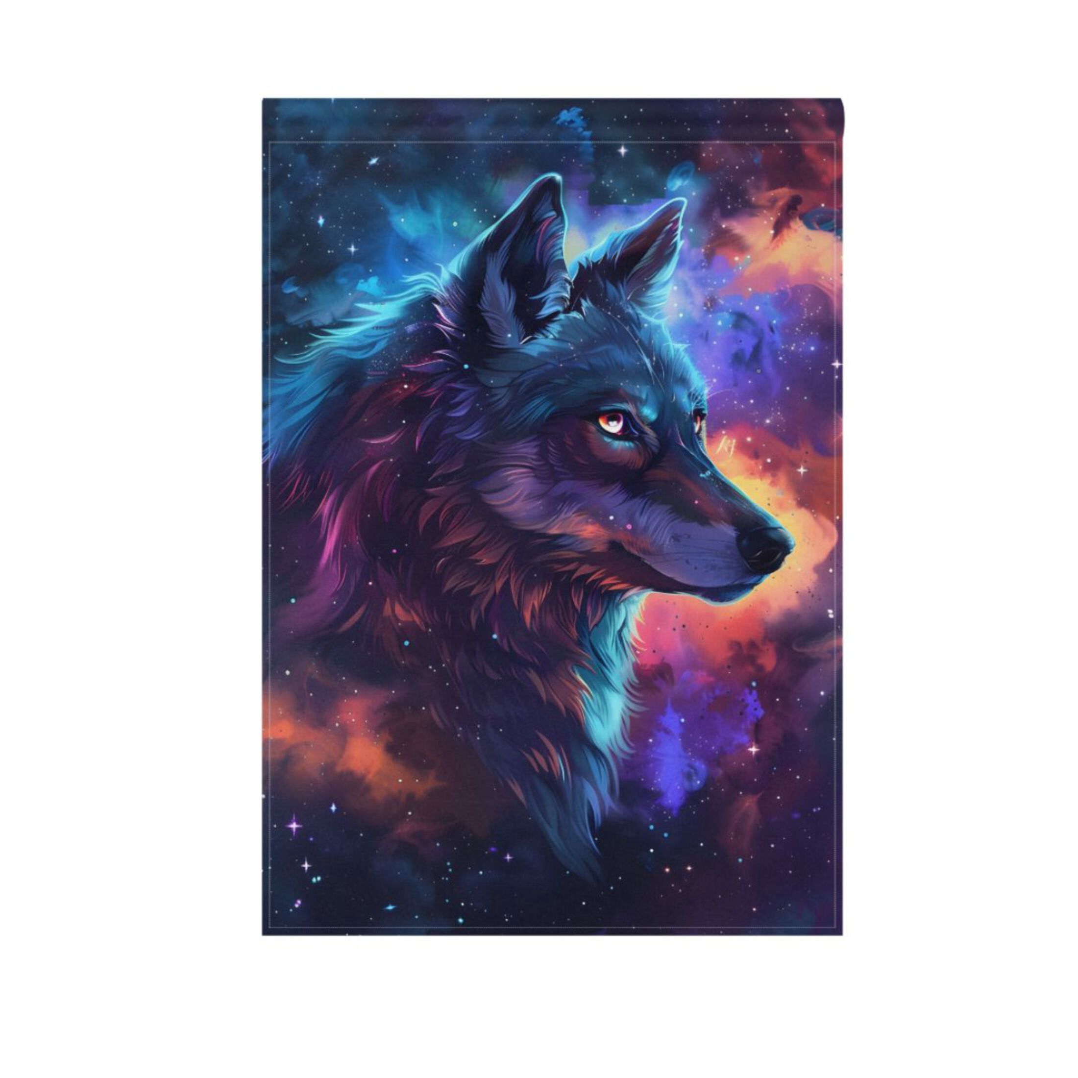 Garden Flag 28"x40" Nebula Colored Wolf Double-Sided Yard Flags for ...