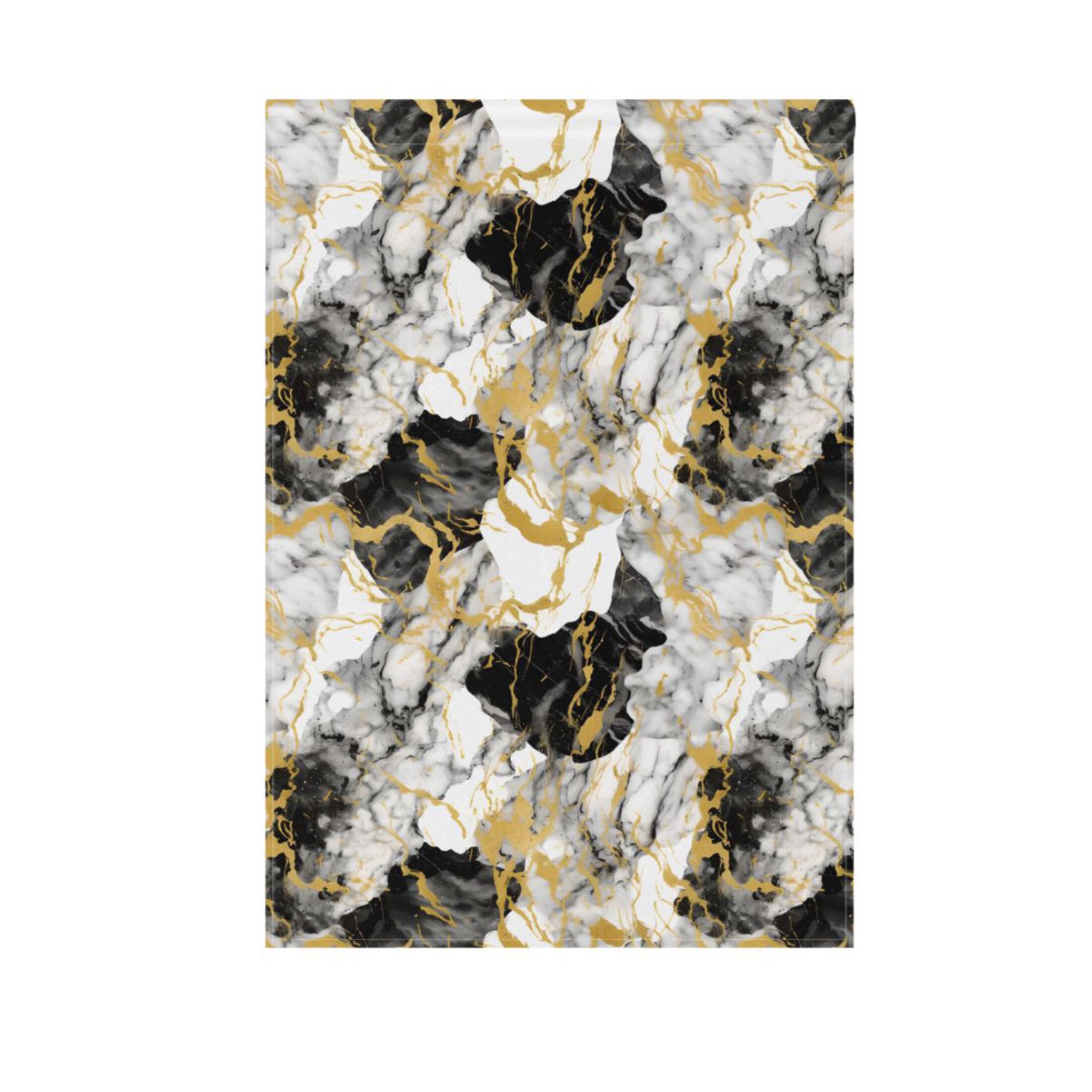 Garden Flag 28"x40" White Gray Black Gold Marble Double-Sided Yard ...