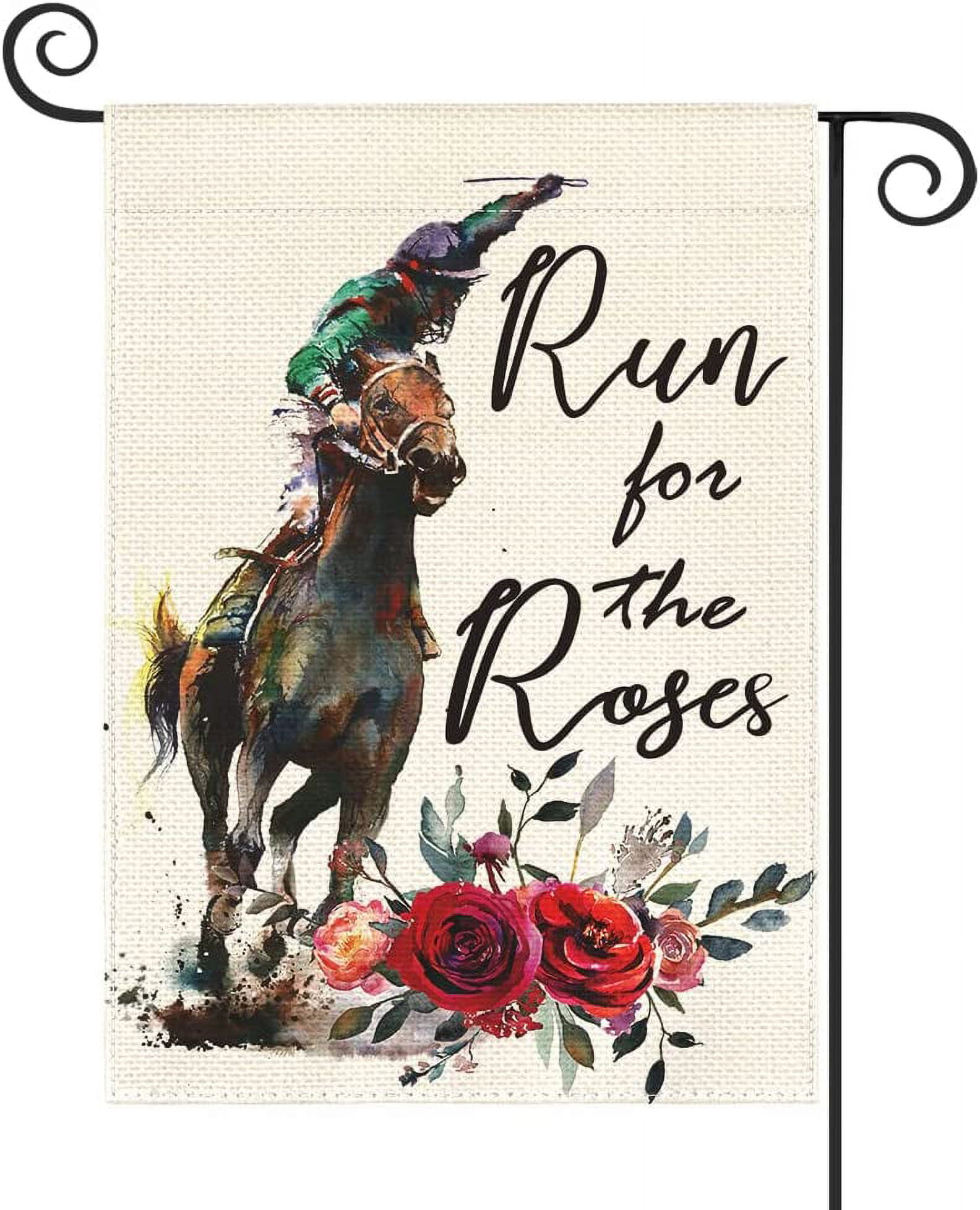 Garden Flag 30x45 cm Double Sided Outside,The Run for the Roses Horse ...