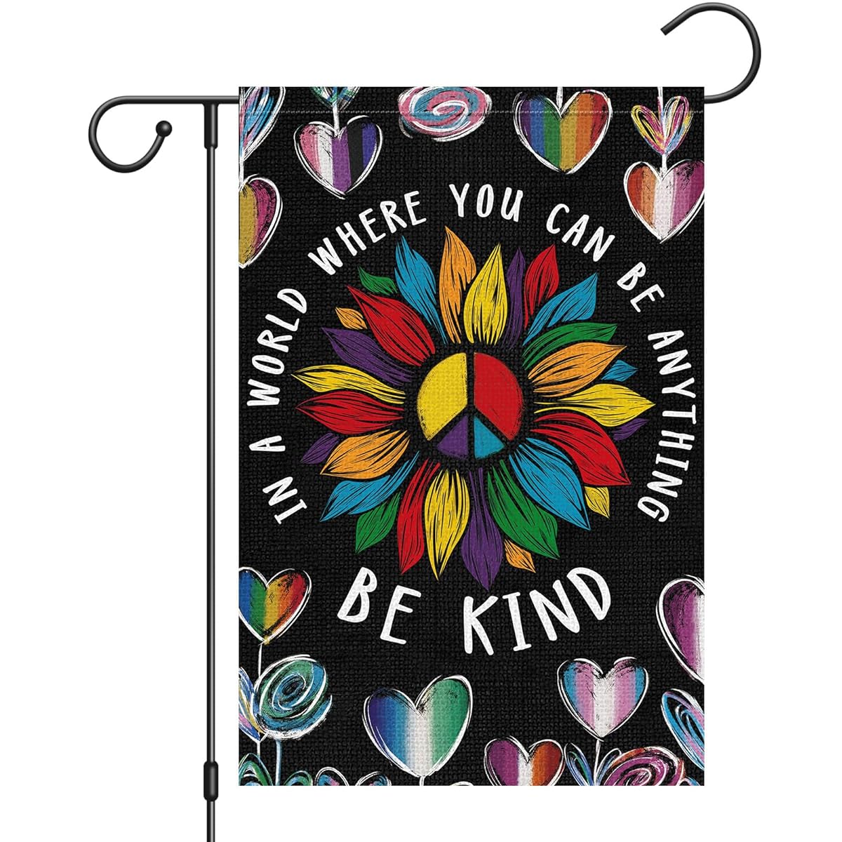 Garden Flag Be Kind Rainbow Heart Flag, Inspirational Peace Holiday ...