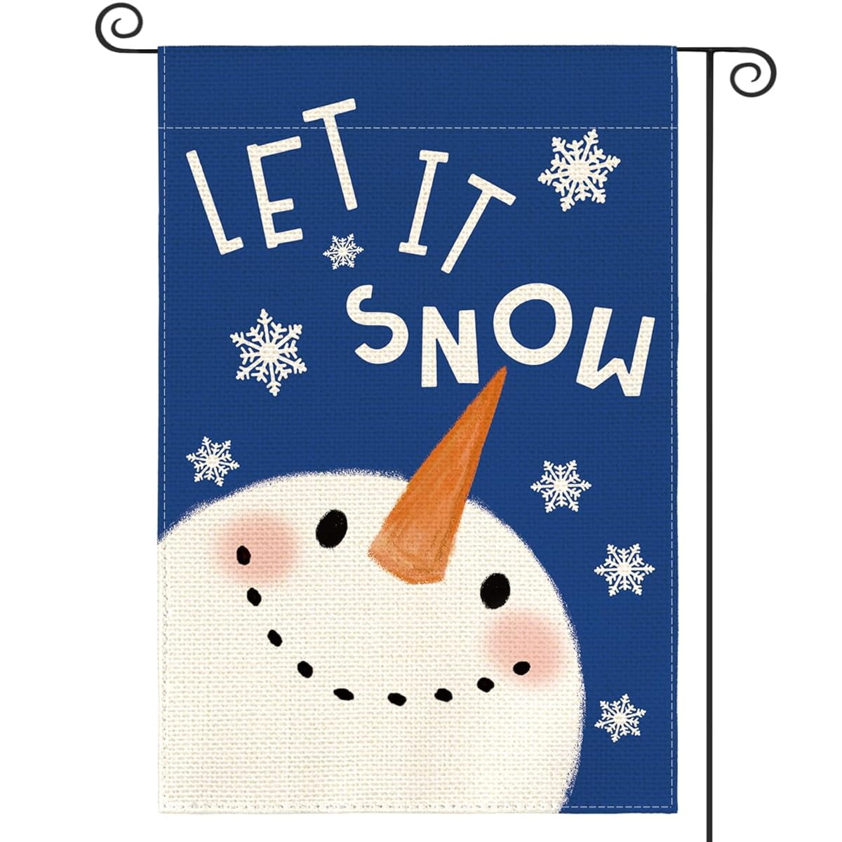 Garden Flag Blue Let It Snow Snowman Flag Snowflake Winter Holiday ...