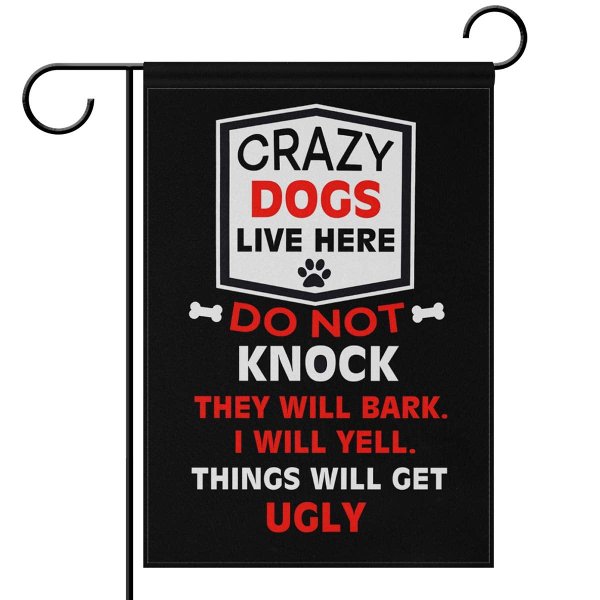 Garden Flag Crazy Dogs Live Here Welcome Garden Flags Double Sided Yard ...