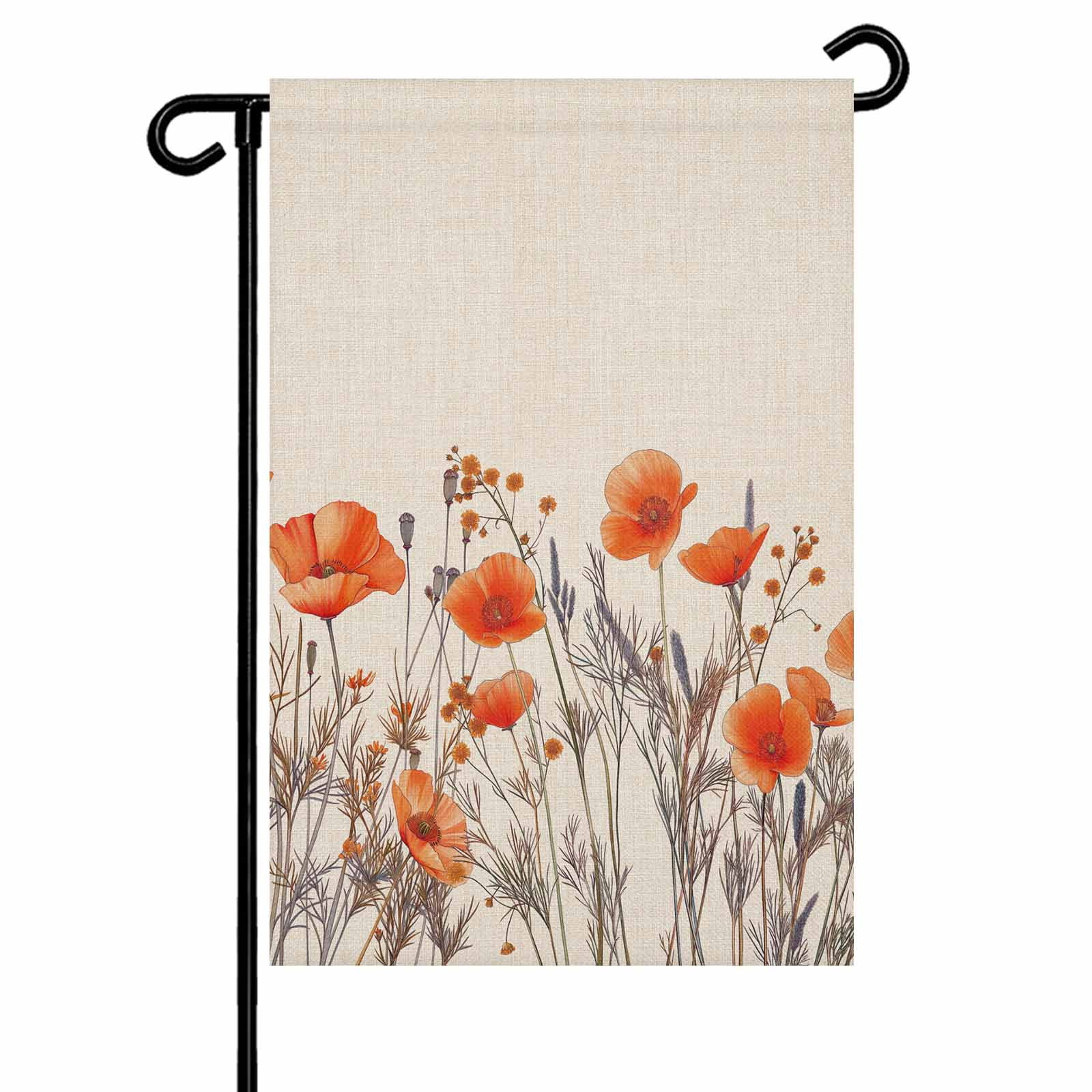 Garden Flag Double-Side Printed House Flag Orange Poppy Flower Yard ...