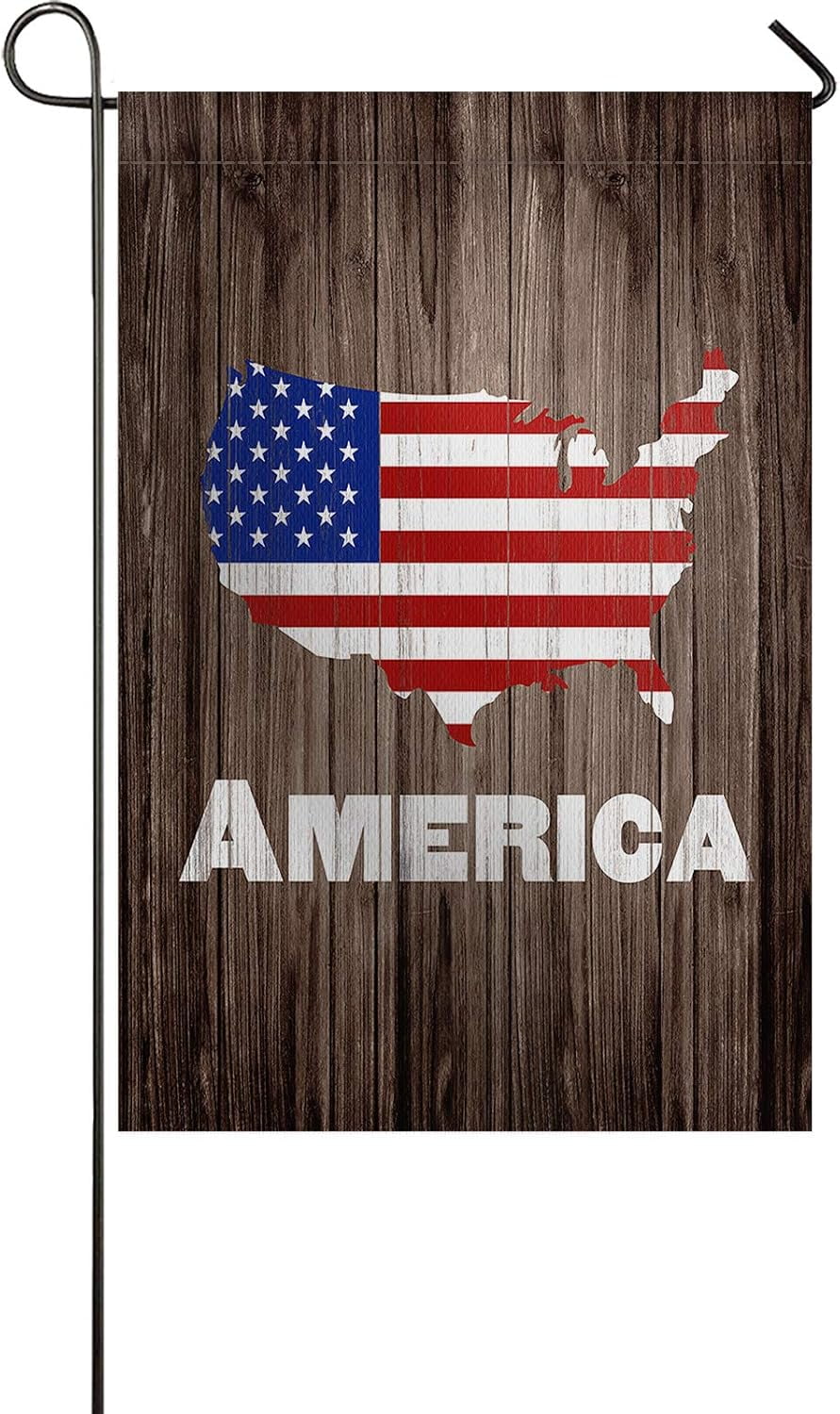 Garden Flag Double Sided American Flag Day Independence Day America Map ...