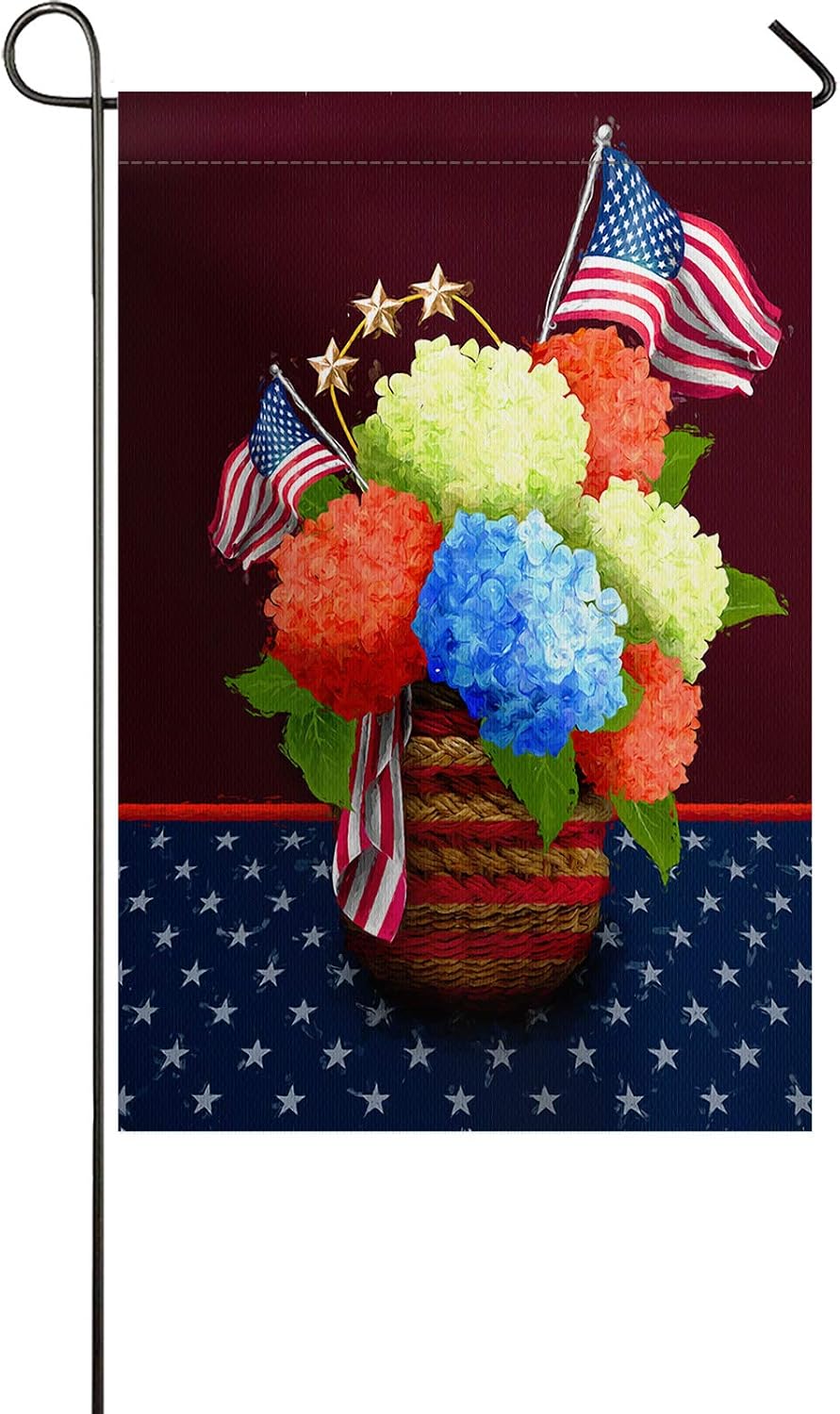 Garden Flag Double Sided American Flag Flower Hydrangea Stars Oil ...