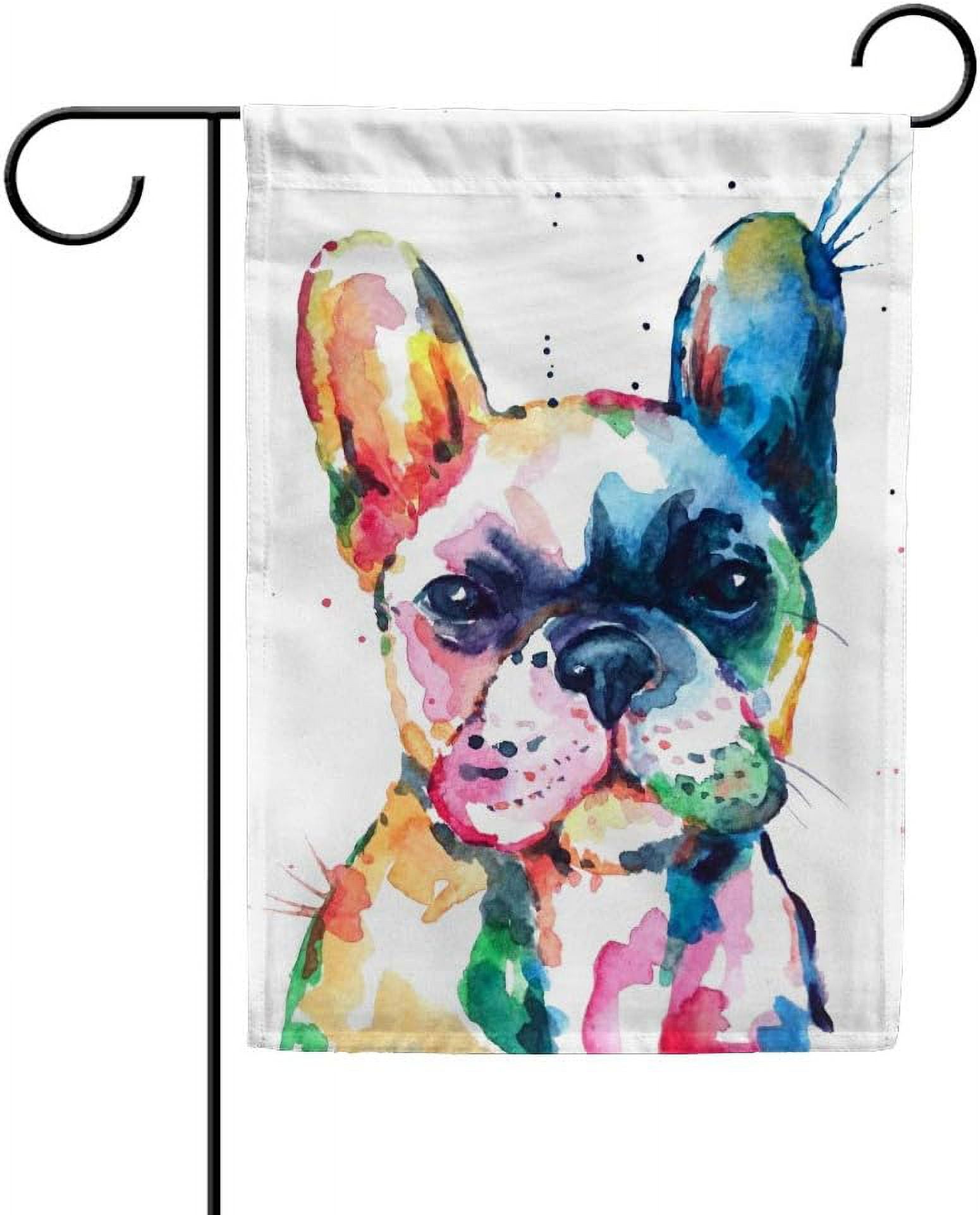 Garden Flag Double Sided Durable Yard Flag, Watercolor French Bulldog ...