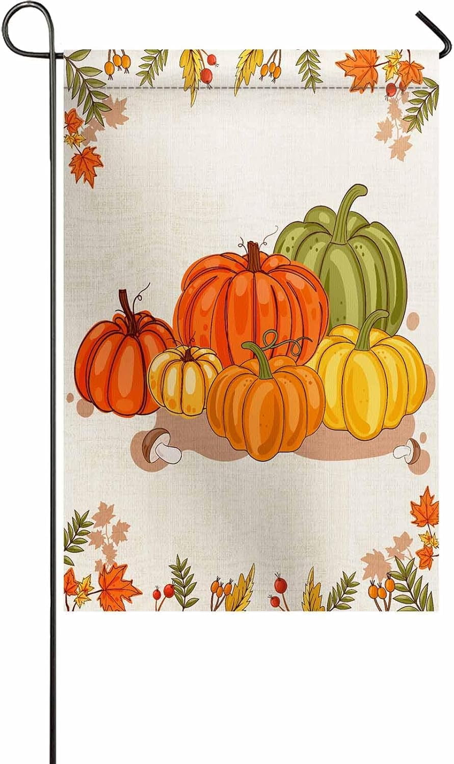 Garden Flag Double Sided Fall Maple Leaves Pumpkin Mushroom 12" x 18" Polyester House Yard Flags ...