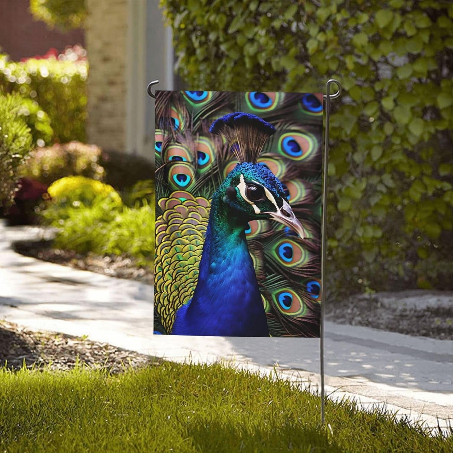 Garden Flag Double Sided Fresh Peacock Outdoor Yard Seasonal Welcome ...