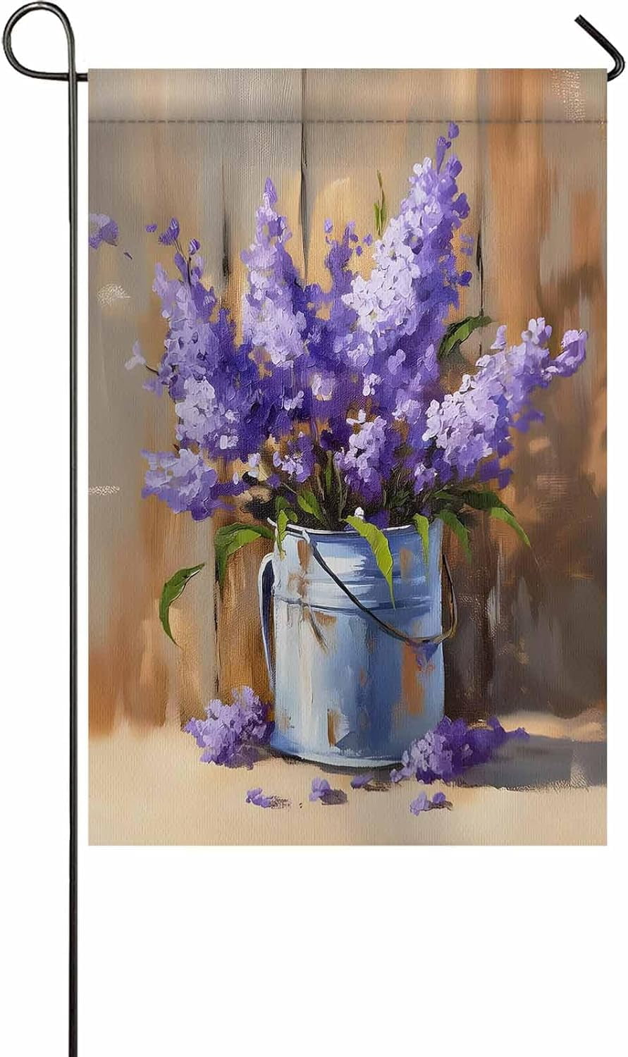 Garden Flag Double Sided Purple Lavender Wood Board Iron Bucket Oil ...