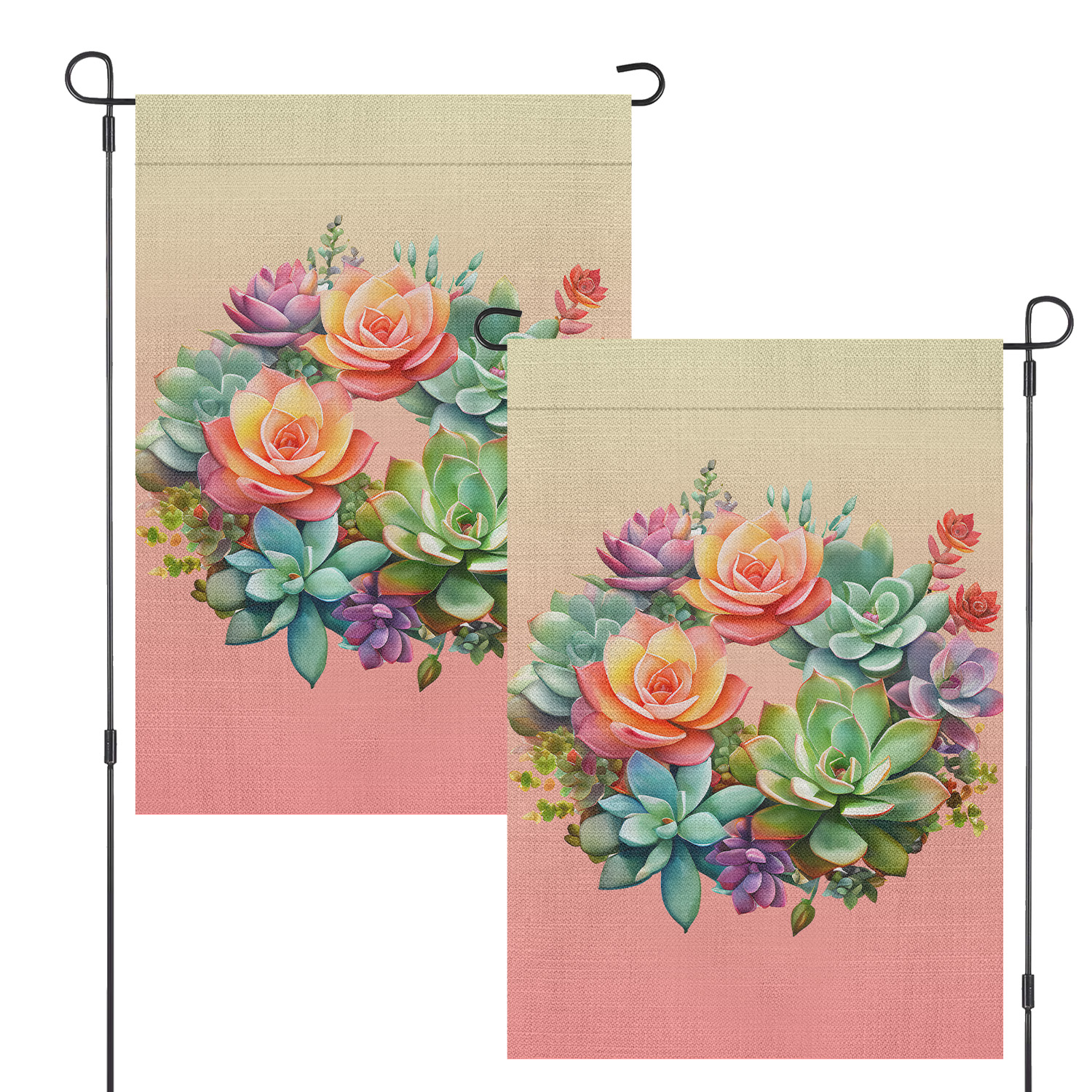 Garden Flag Full Polyester Imitation Linen – Beautiful Flower Outdoor ...