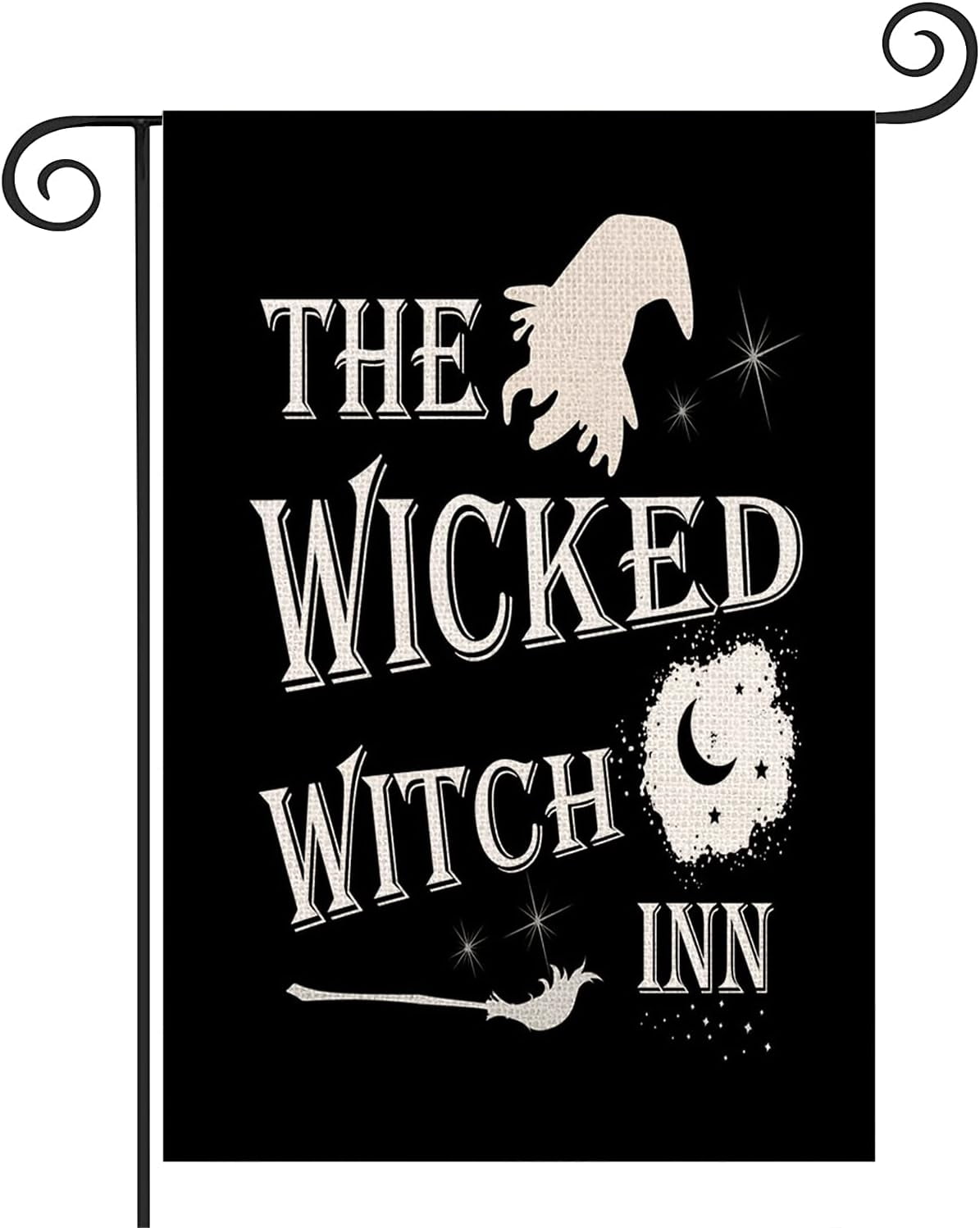 Garden Flag Halloween Witch Hat Broom House Flag Double Sided Black ...