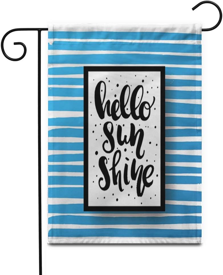 Garden Flag Hand Lettering Post Motivation on Blue Lines Hello Sunshine ...