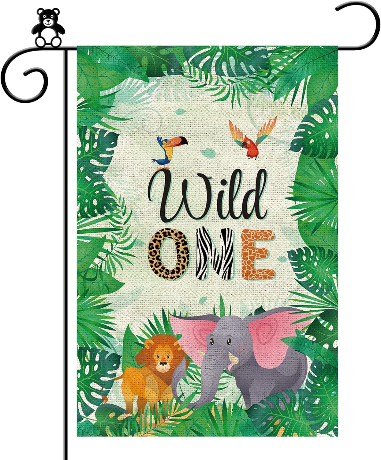 Garden Flag,Happy 1st Birthday Zoo Theme Outdoor Banner,1st Birthday ...