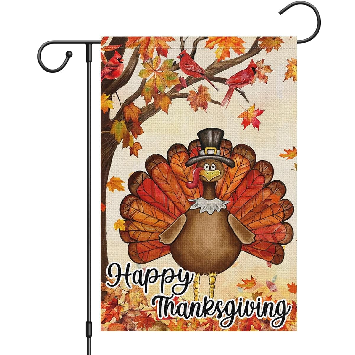 Garden Flag Happy Thanksgiving Turkey Cardinal Flag, Autumn Harvest ...