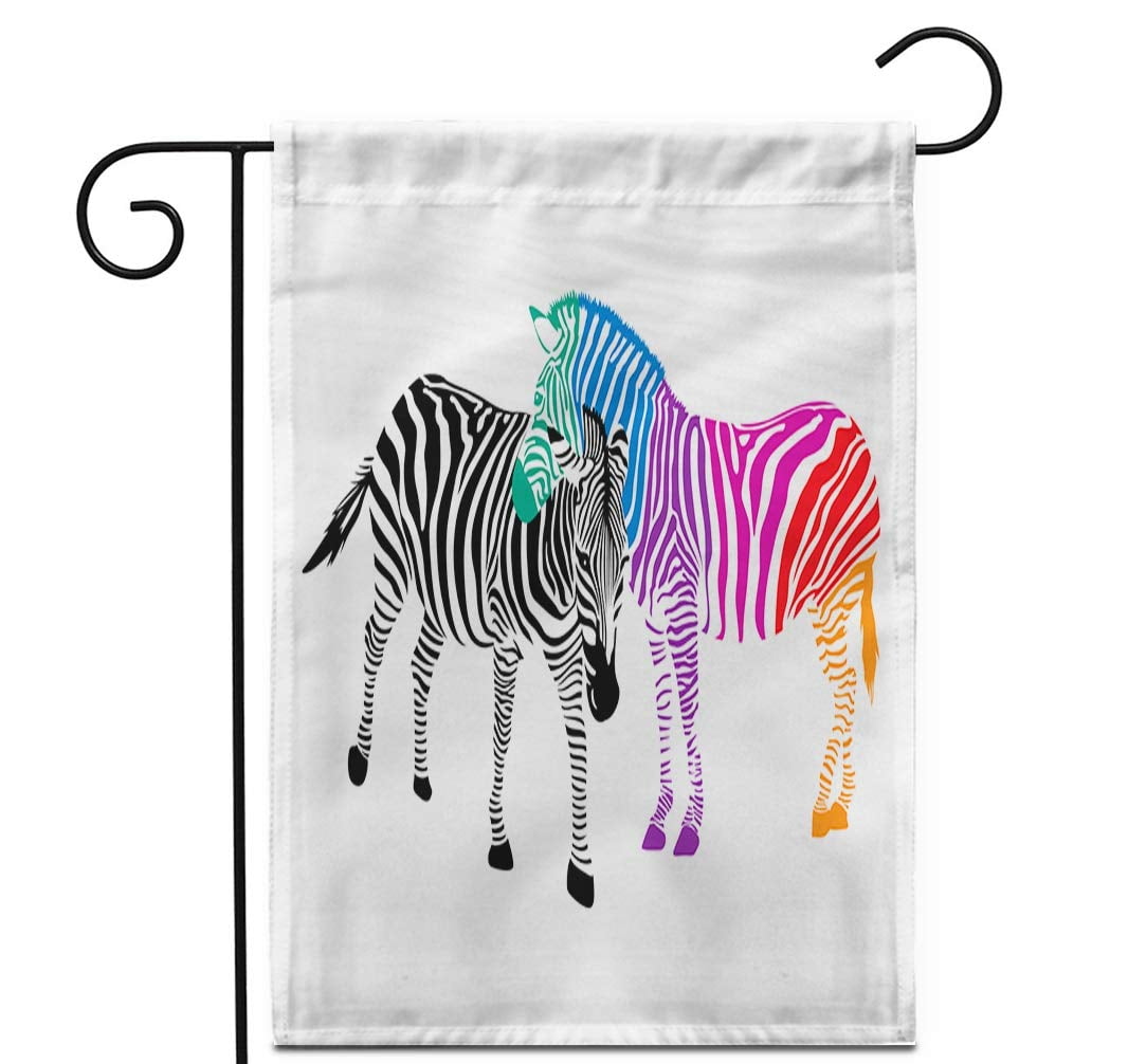 Garden Flag Head Zebra Couple Black and Colorful Africa Animal Clean ...