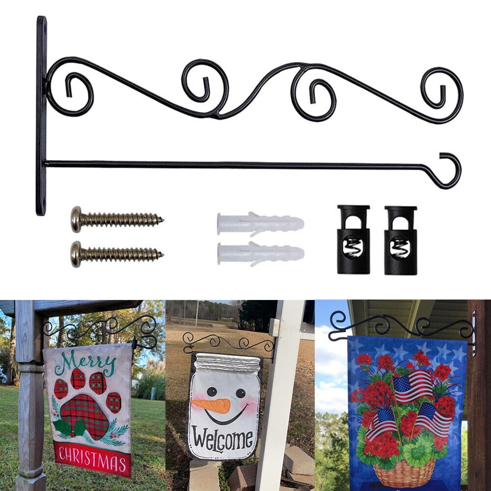 Garden Flag Holder Bracket Wall Hanger Porch Mailbox Post Metal Flag ...