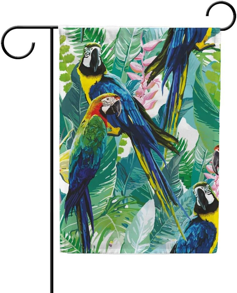 Garden Flag Outdoor Flags Banners Colorful Parrots Exotic Flowers ...