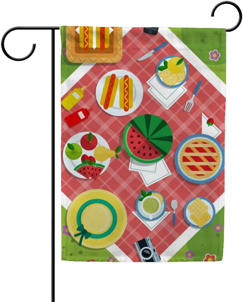 Garden Flag Outdoor Flags Banners ﻿Summer Picnic Park Basket Card ...