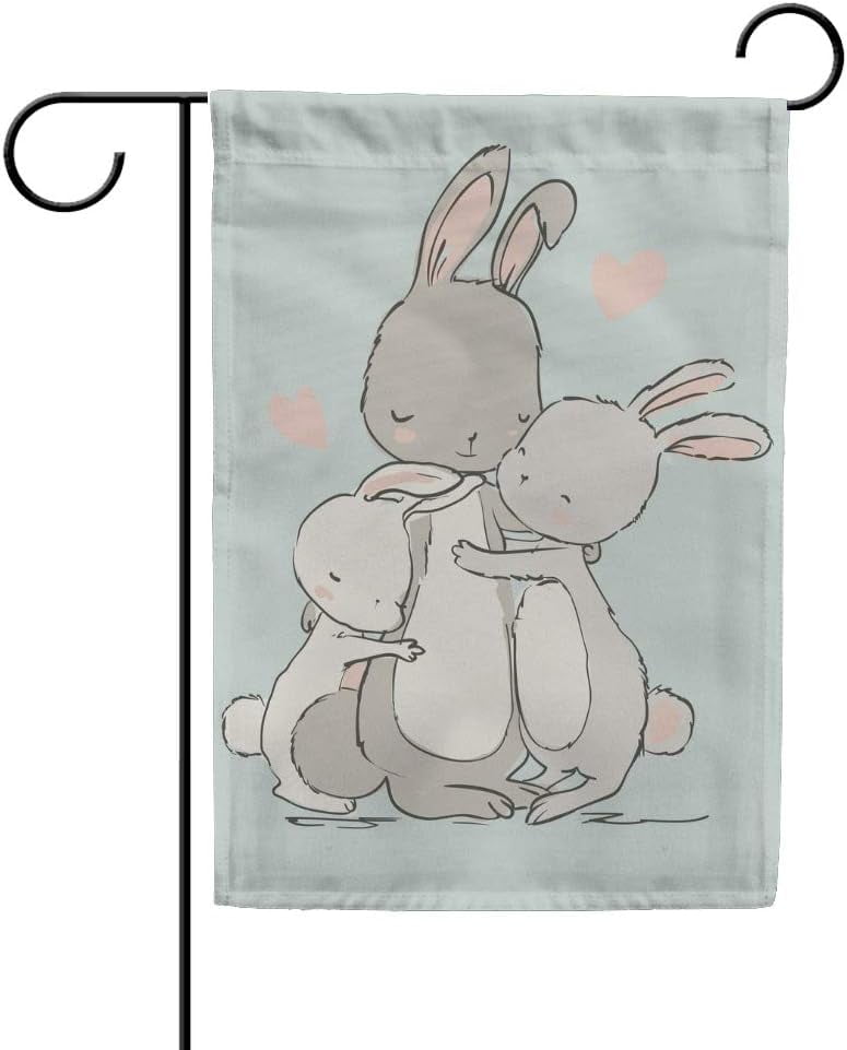 Garden Flag Outdoor Flags Banners Sweet Hares Mom Kids Wrinkle ...