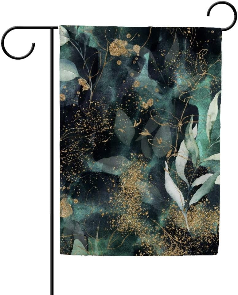 Garden Flag Outdoor ﻿Floral Branch Dark Green Watercolor Yard Decor ...