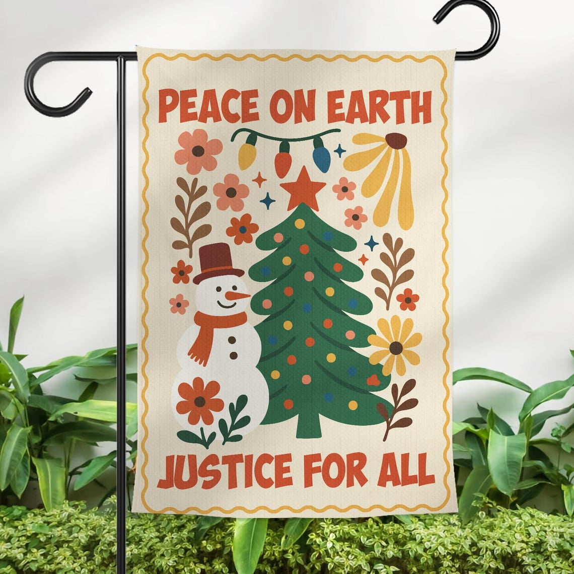 Garden Flag Peace On Earth Justice For All Flag Patriotic Holiday for ...