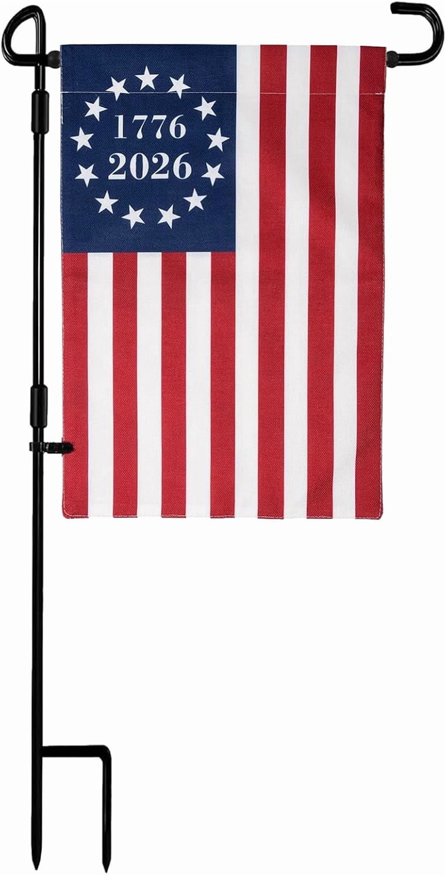 Garden Flag Stand with 1776-2026 Betsy Ross Flag Garden Flags 12 x 18 ...