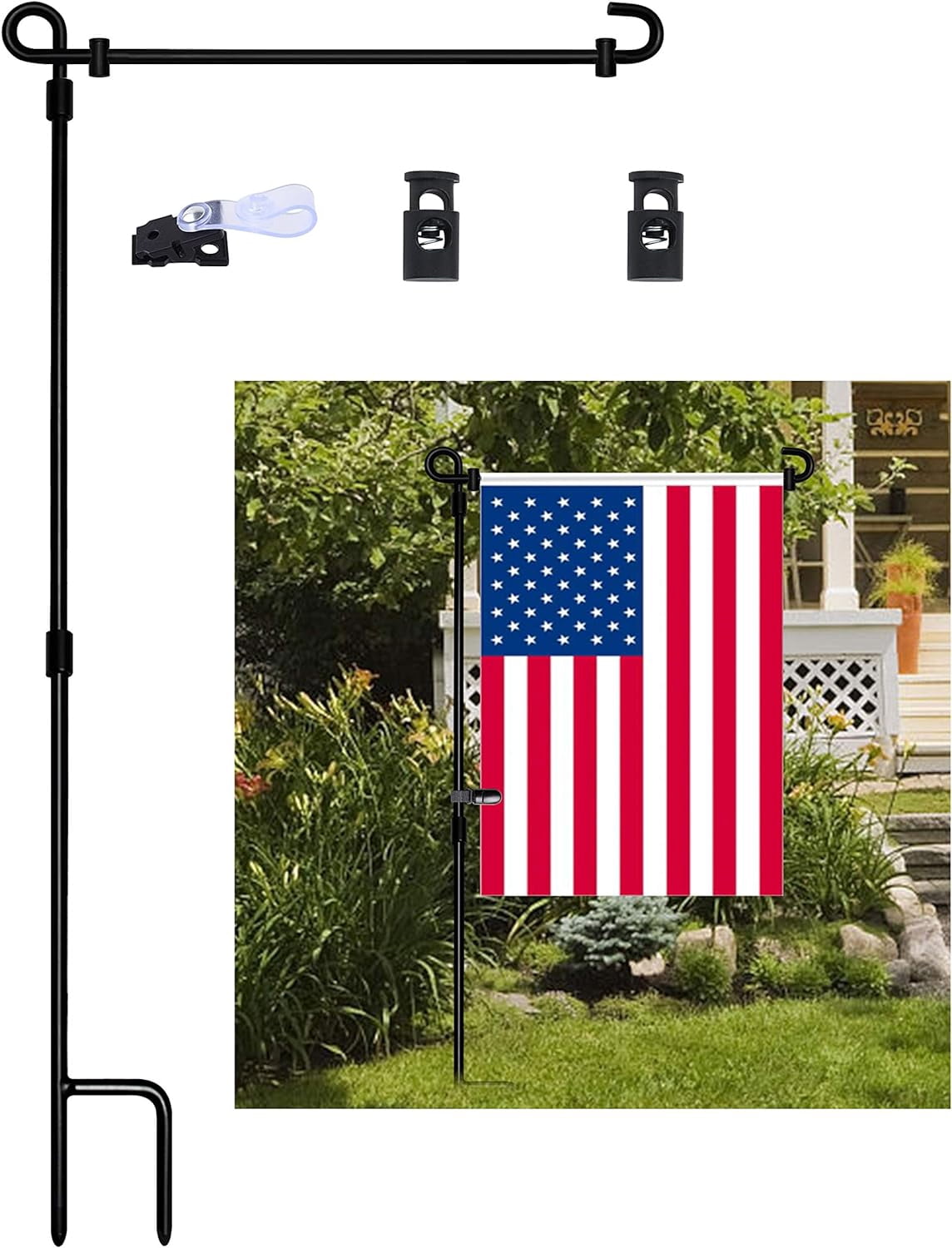 Garden Flag Stand Metal Garden Flag Pole Holder with Garden Flag ...