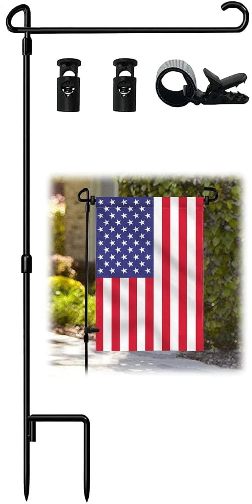 Garden Flag Stand, Outdoor Garden Flag Pole Holder, Heavy-Duty Painted ...