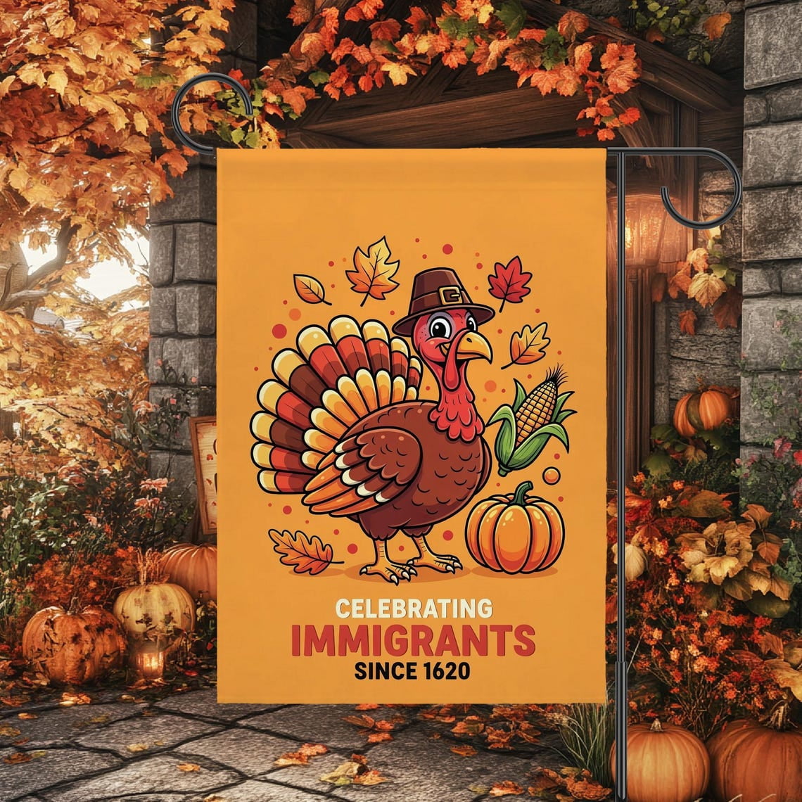 Garden Flag Thanksgiving Flag Patriotic Turkey Theme Celebrate the ...